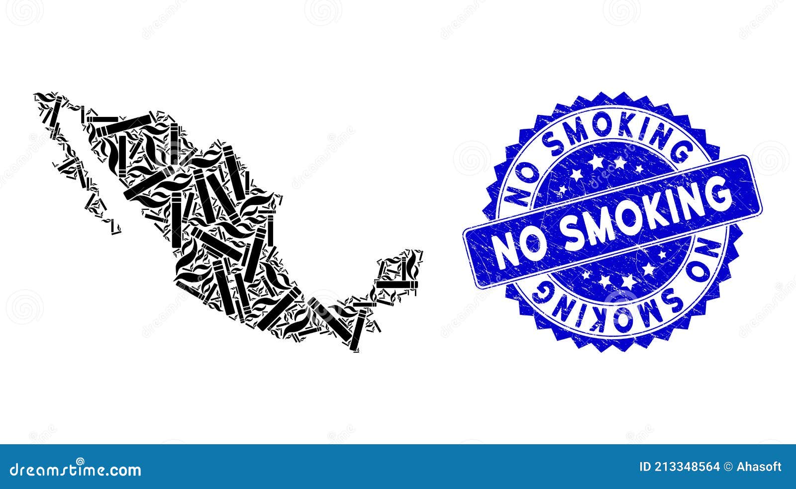 Mexican Map Collage of Smoking Cigarette Items and Scratched No Smoking ...