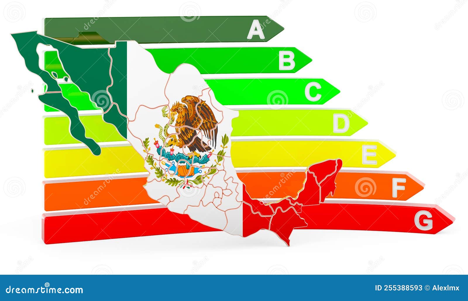 Mexican Map with Energy Efficiency Rating, 3D Rendering Stock ...