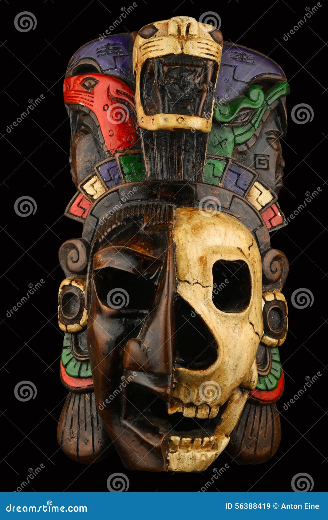 Mexican Mayan Aztec Ceramic Painted Mask Isolated on White Stock Image ...