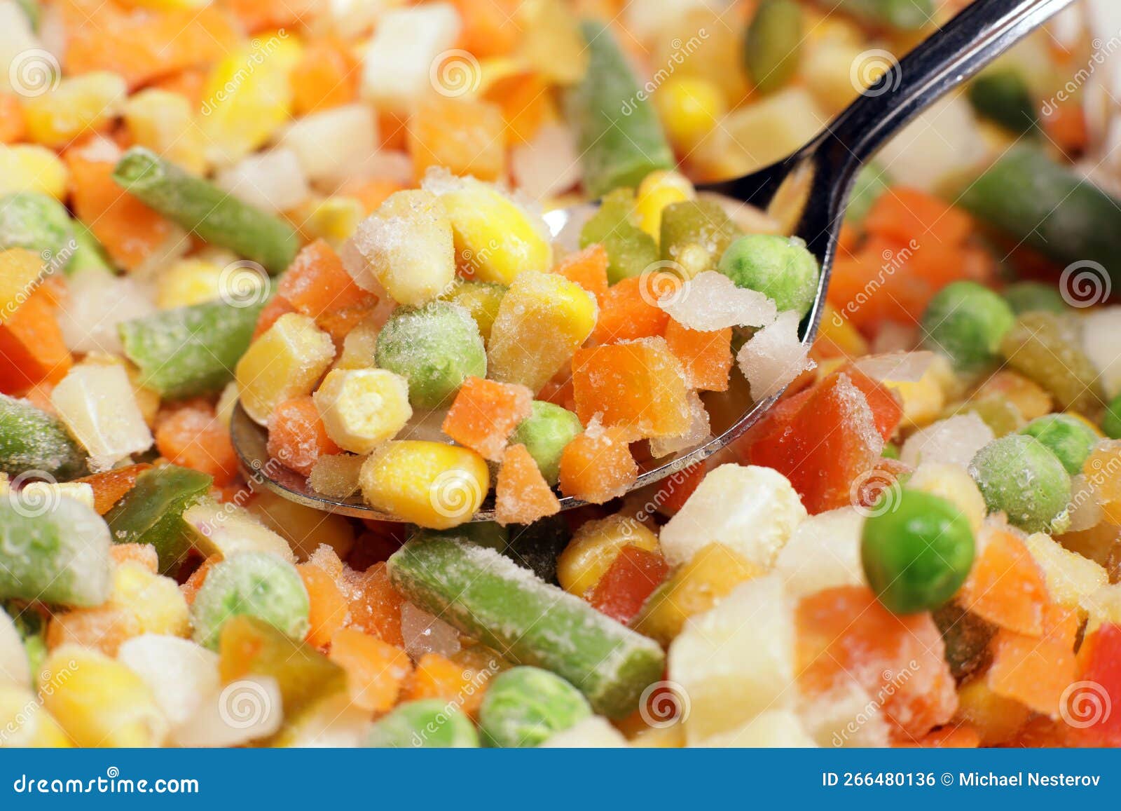 Mexican Mix of Frozen Vegetable in Spoon Stock Photo - Image of frozen ...