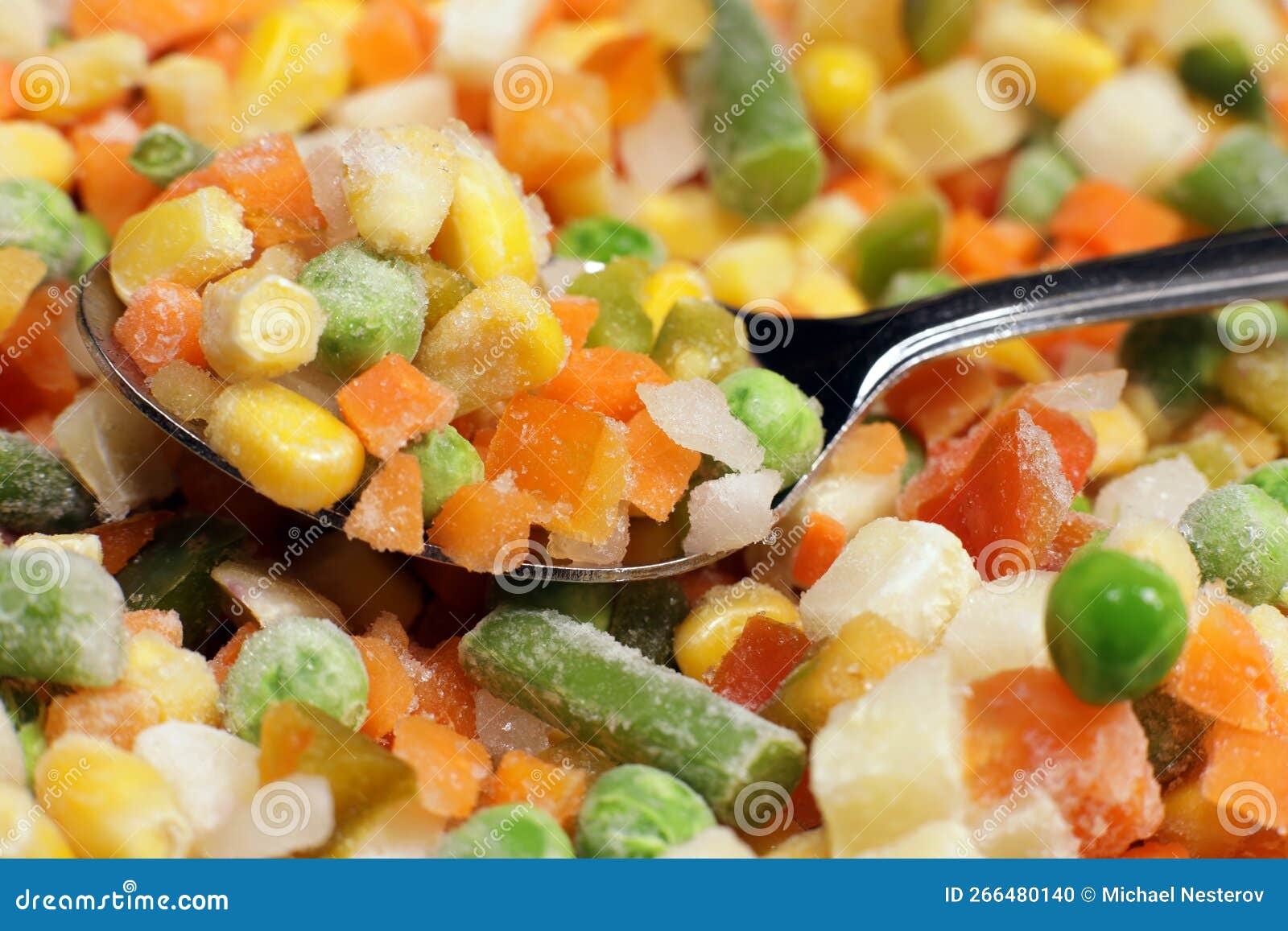 Mexican Mix of Frozen Vegetable in Spoon Stock Photo - Image of yummy, bean: 266480140