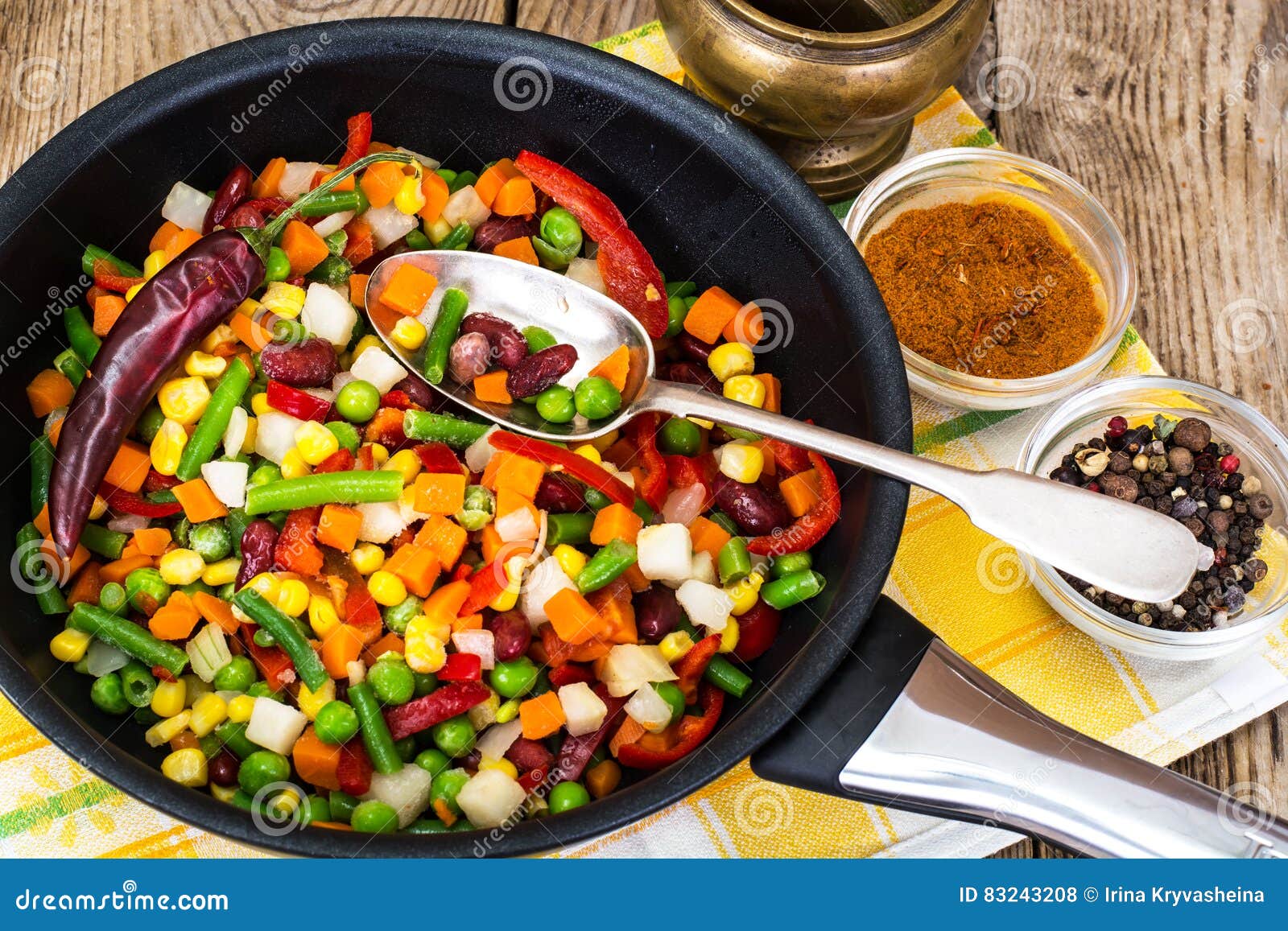 Mexican Mixture of Vegetables, Cooked in a Frying Pan Stock Photo ...
