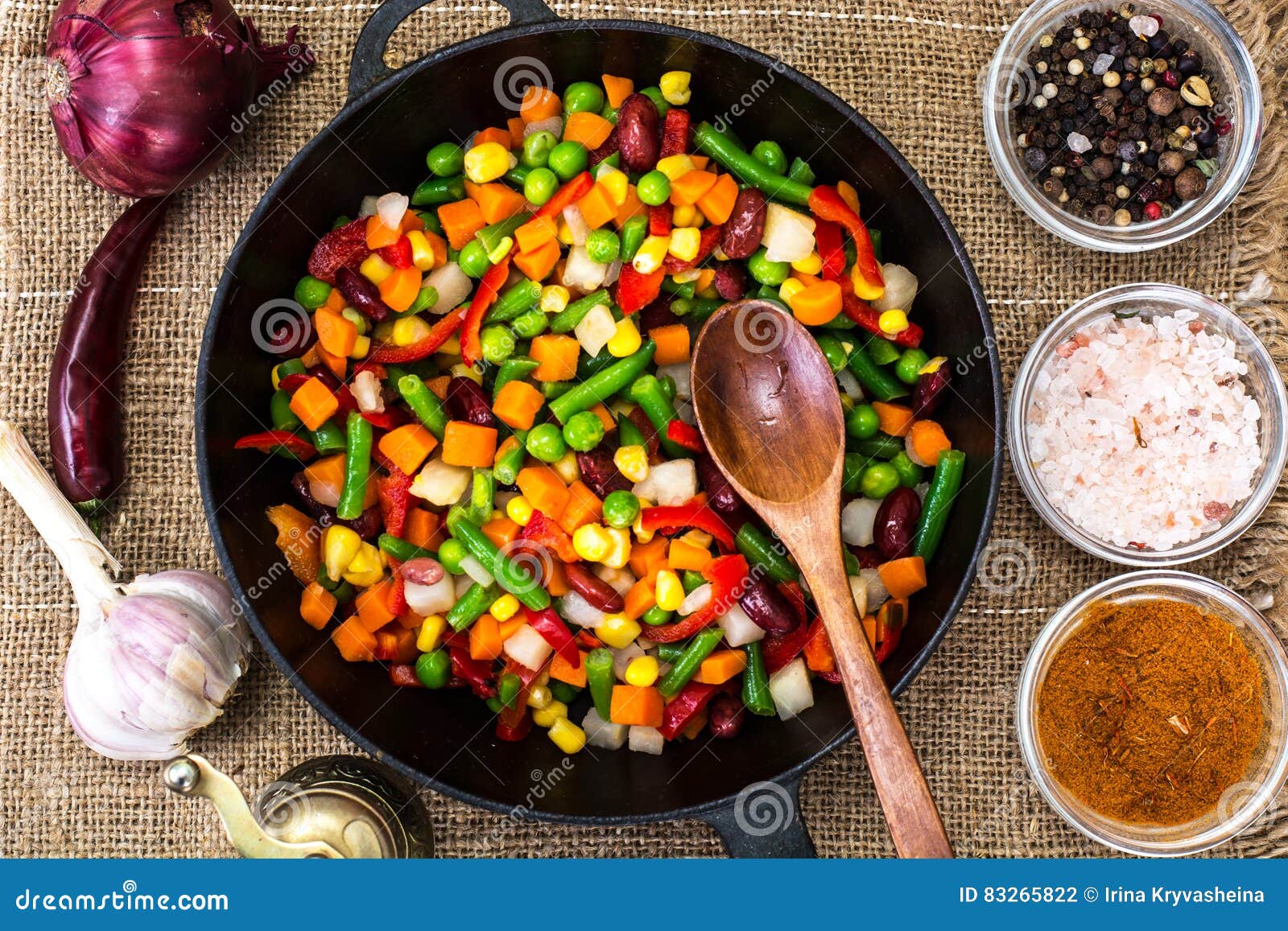 Mexican Mixture of Vegetables, Cooked in a Frying Pan Stock Photo ...
