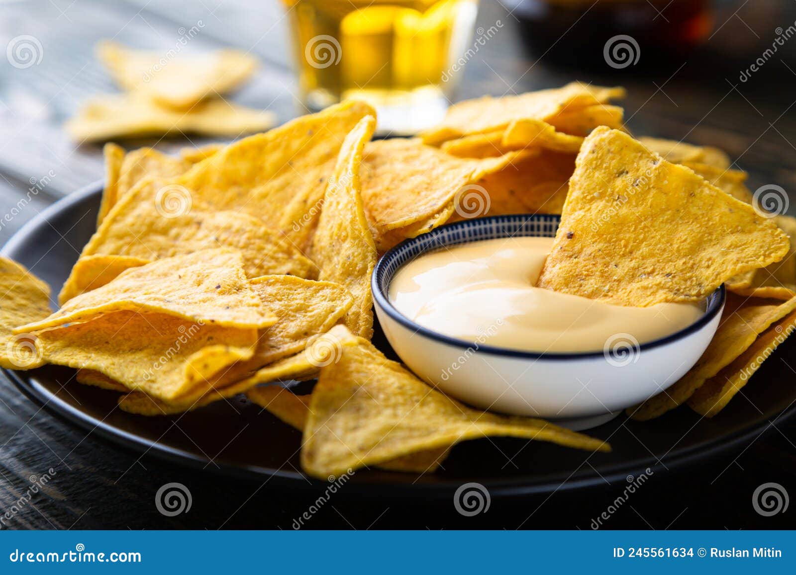Mexican Nacho Chips with Cheese Sauce Stock Photo - Image of chips ...