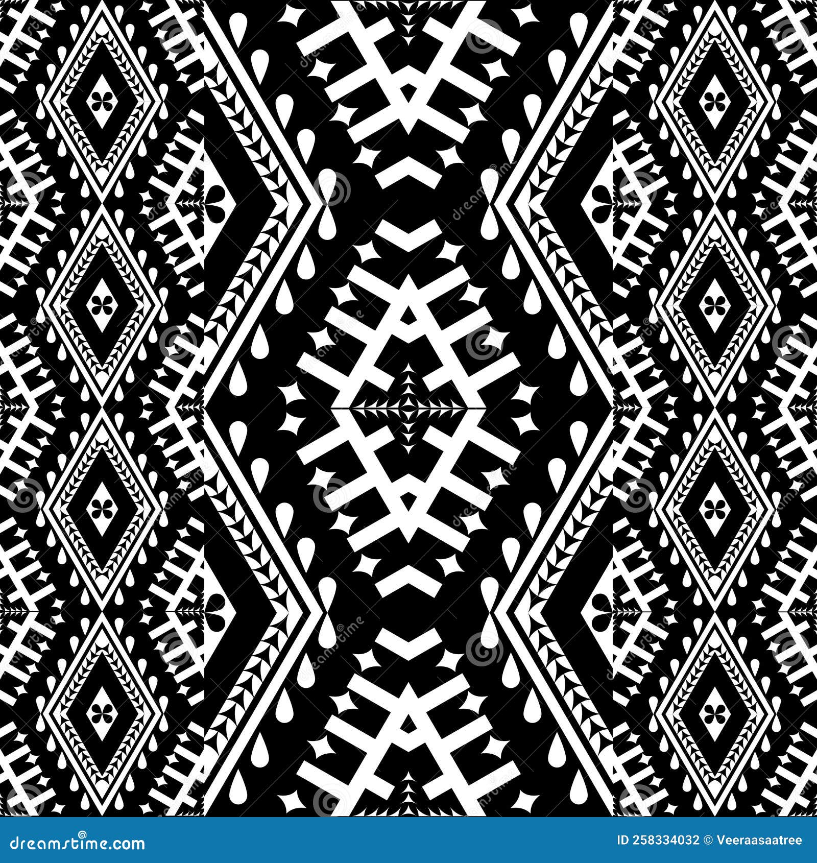 Mexican Native Fabric, Seamless Pattern, Black and White, Suitable for ...
