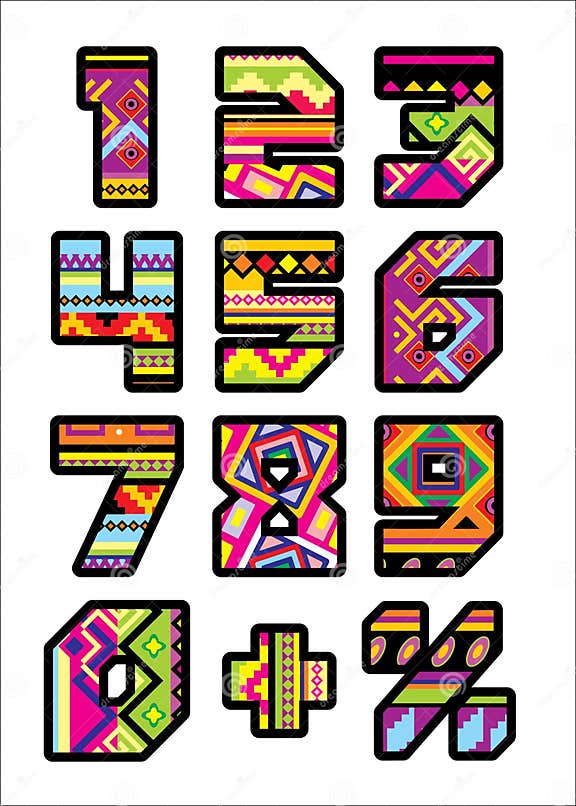 Mexican numbers stock vector. Illustration of seamless - 25905711