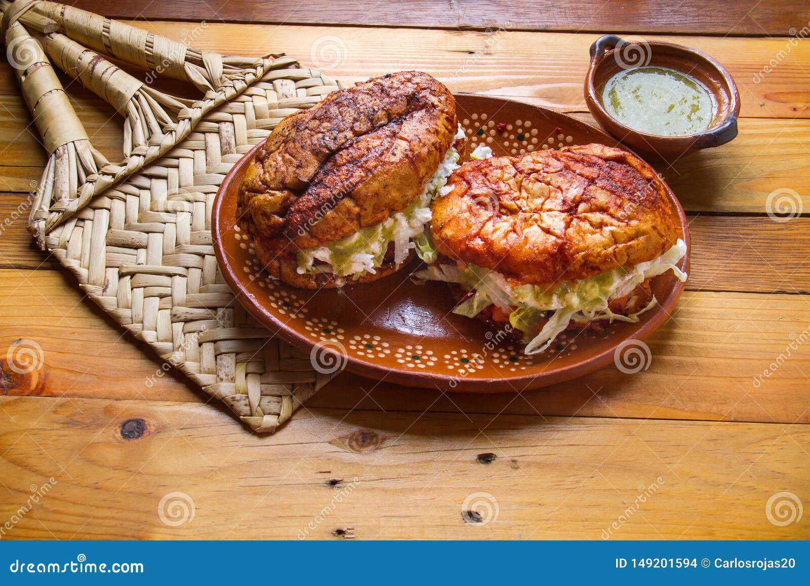 Mexican Pambazos with Green Sauce Stock Photo - Image of bread, salsa ...