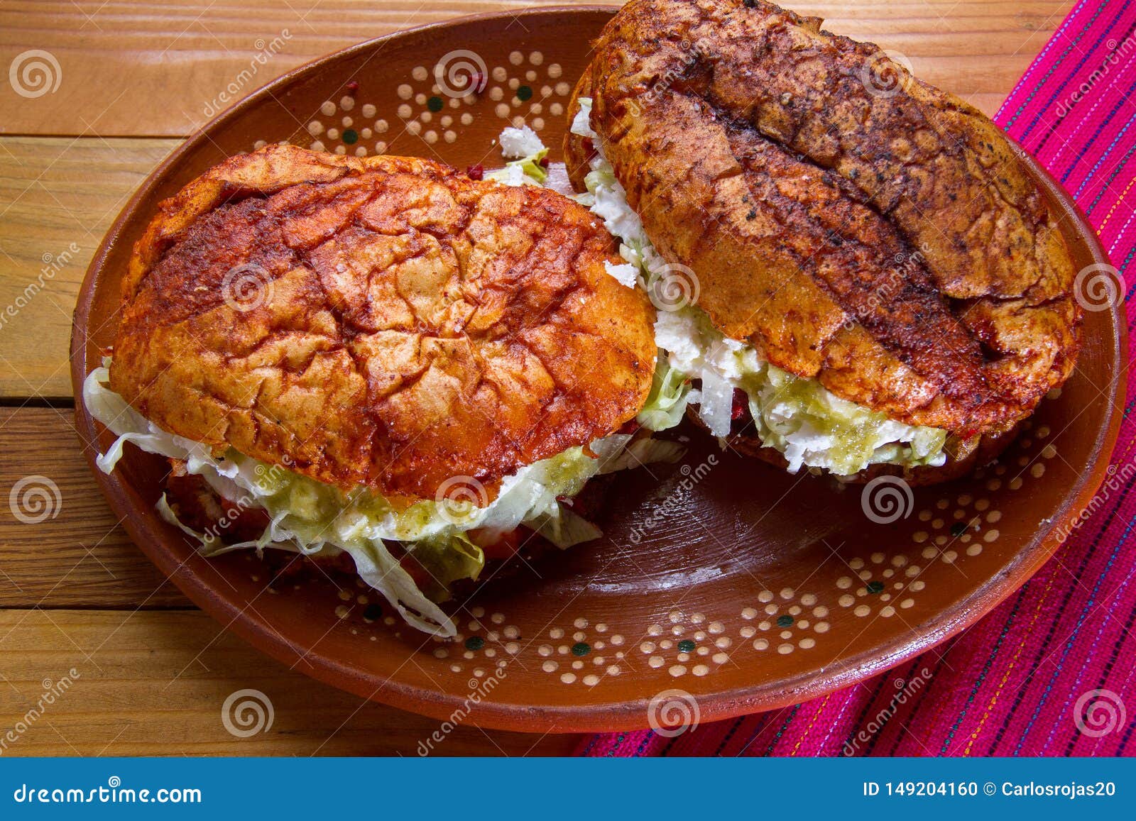 Mexican Pambazos with Green Sauce Stock Photo - Image of meal, lunch ...