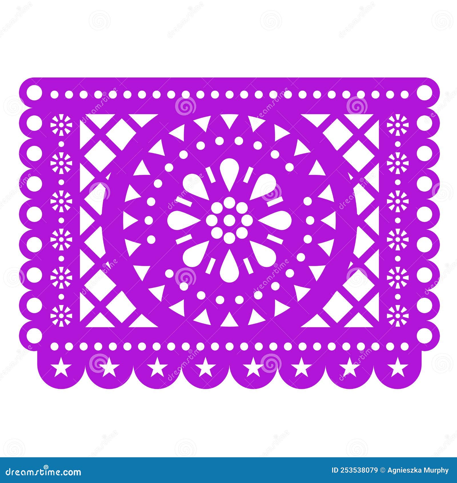 Papel Picado Vector Design with Flowers, Grid and Geometric Mandala ...
