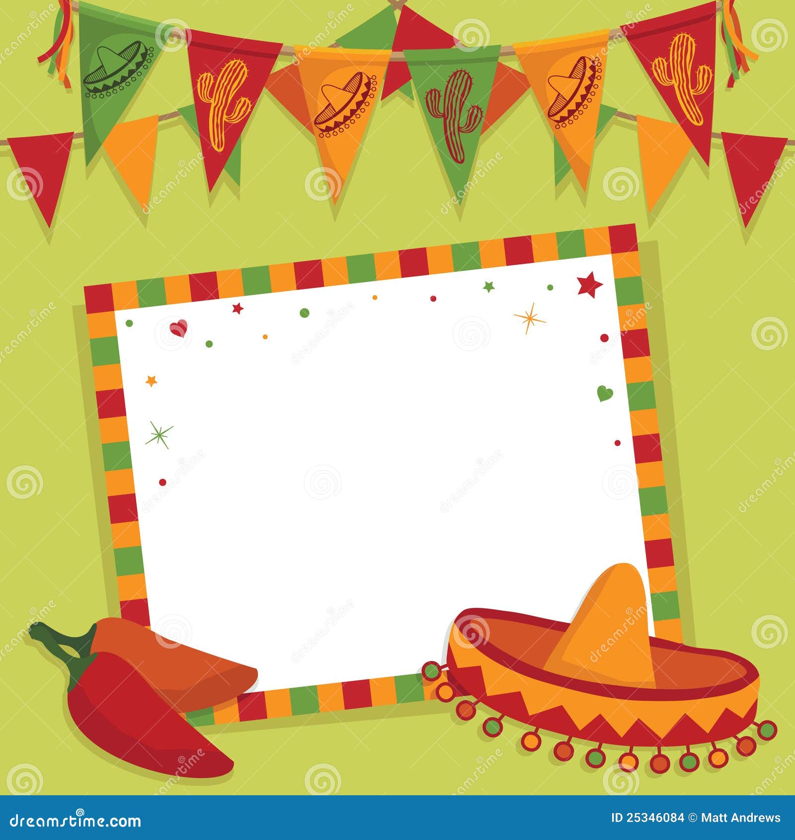 Mexican party card stock vector. Illustration of template - 25346084