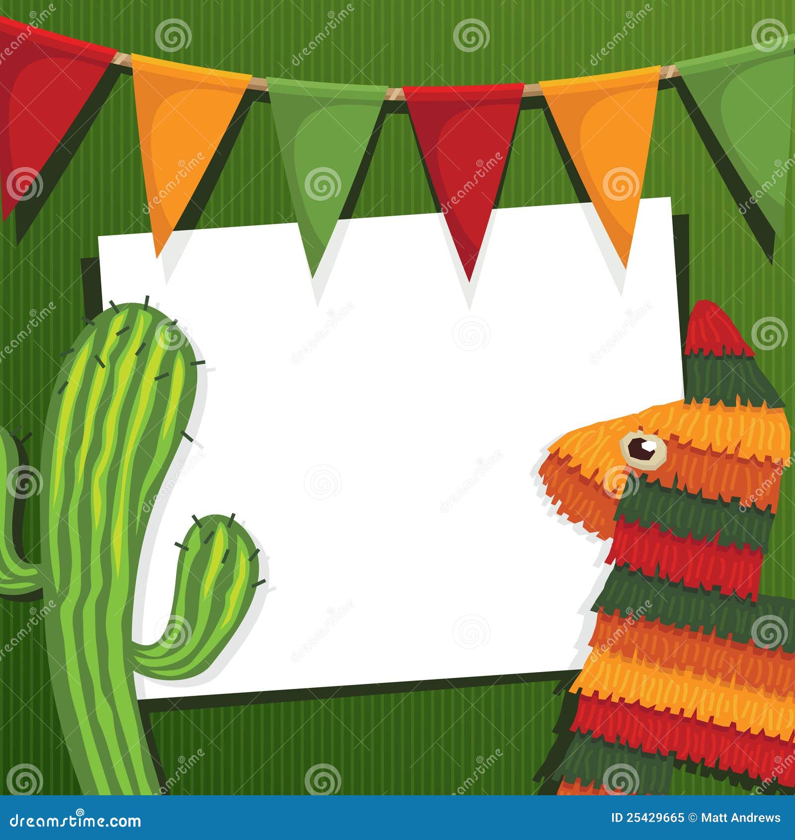 Mexican party card stock vector. Illustration of streamer - 25429665