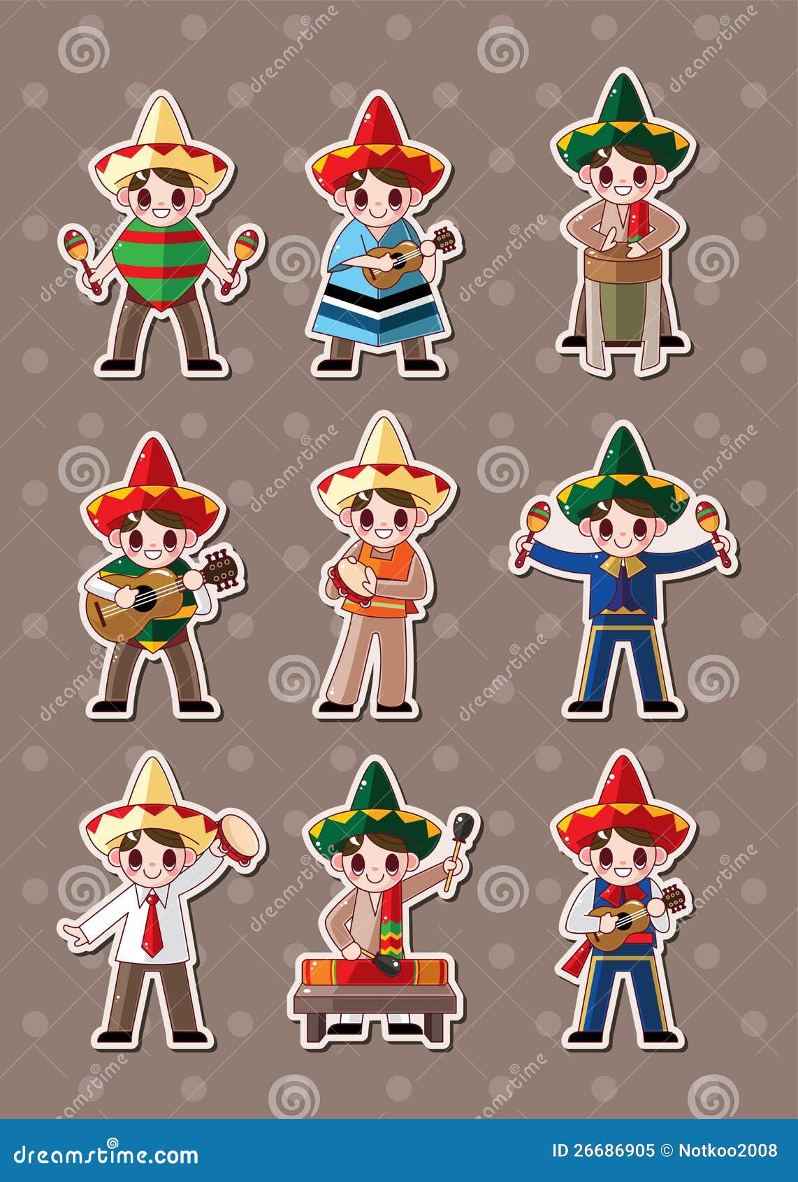 Mexican people stickers stock vector. Illustration of person - 26686905