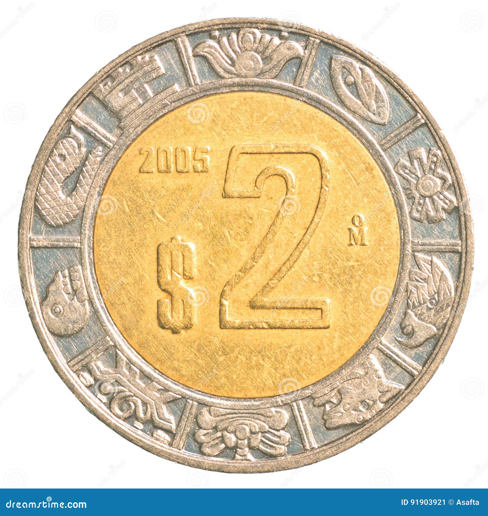2 Mexican peso coin stock image. Image of change, peso - 91903921