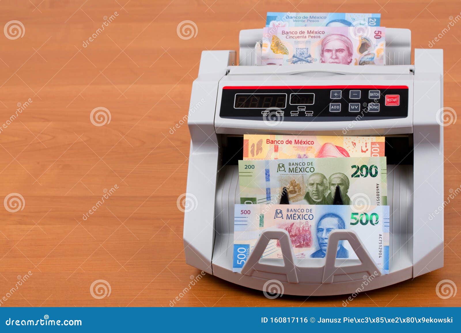 Mexican Peso in a Counting Machine Stock Photo - Image of machine ...