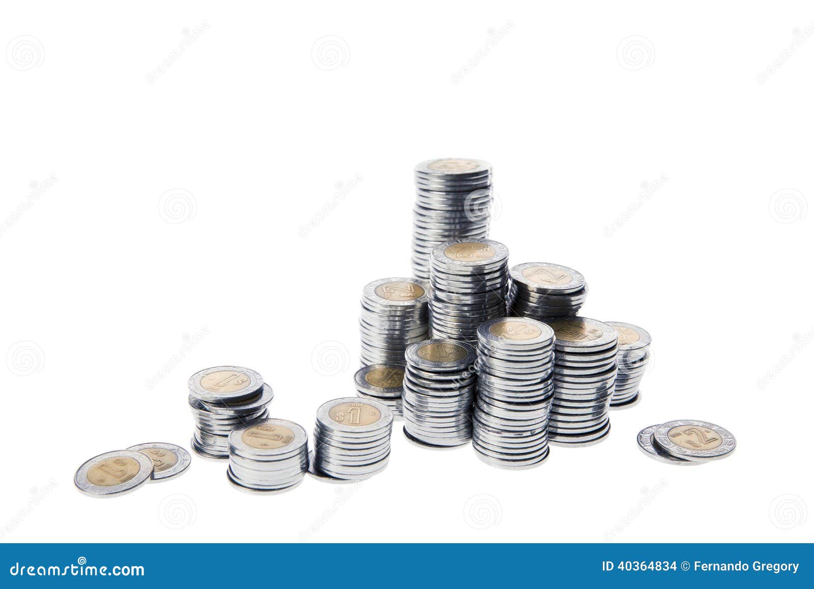 Mexican Pesos Arranged in Stacks Isolated on White Stock Photo - Image ...