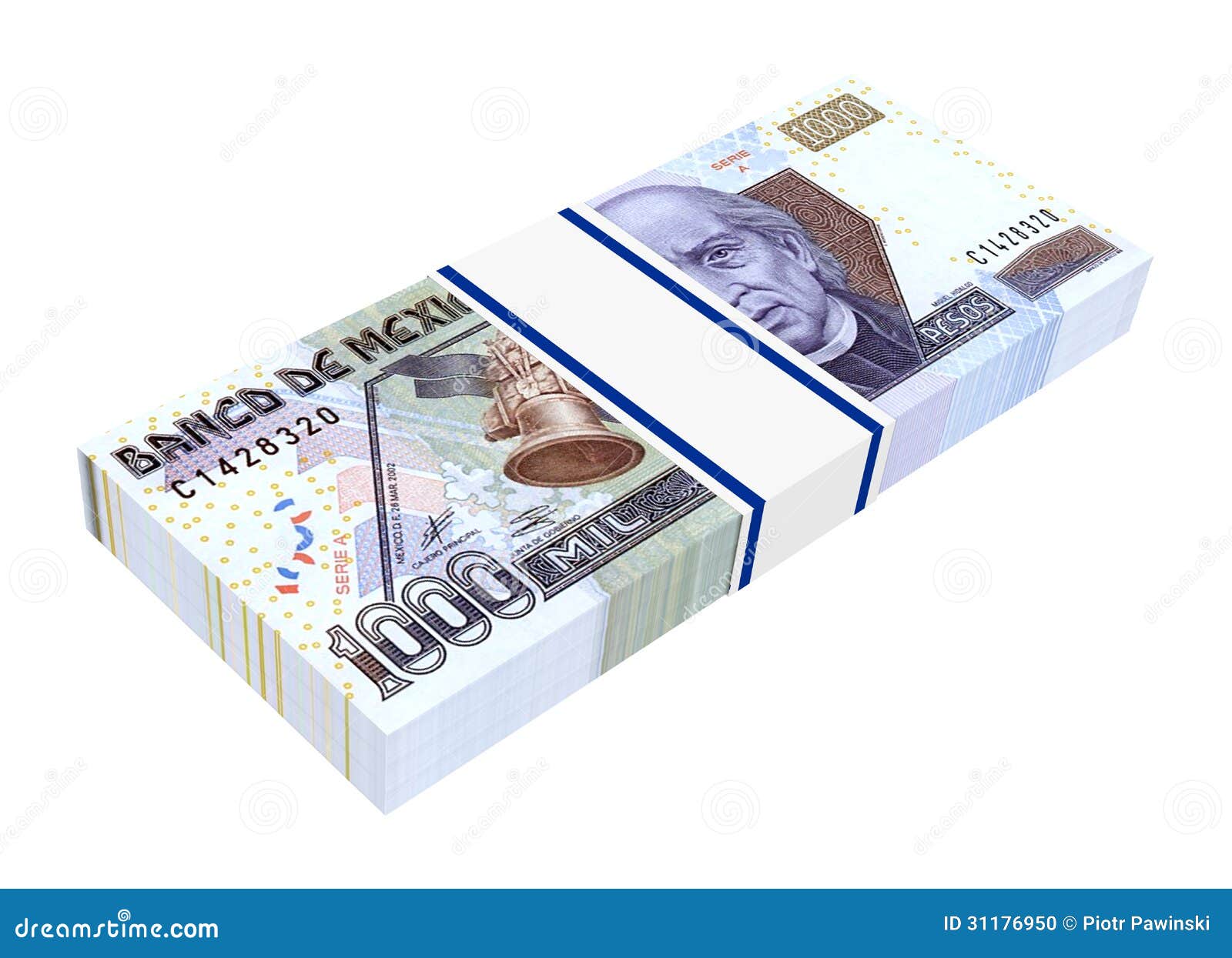 Mexican Pesos Isolated on White Background. Stock Illustration ...