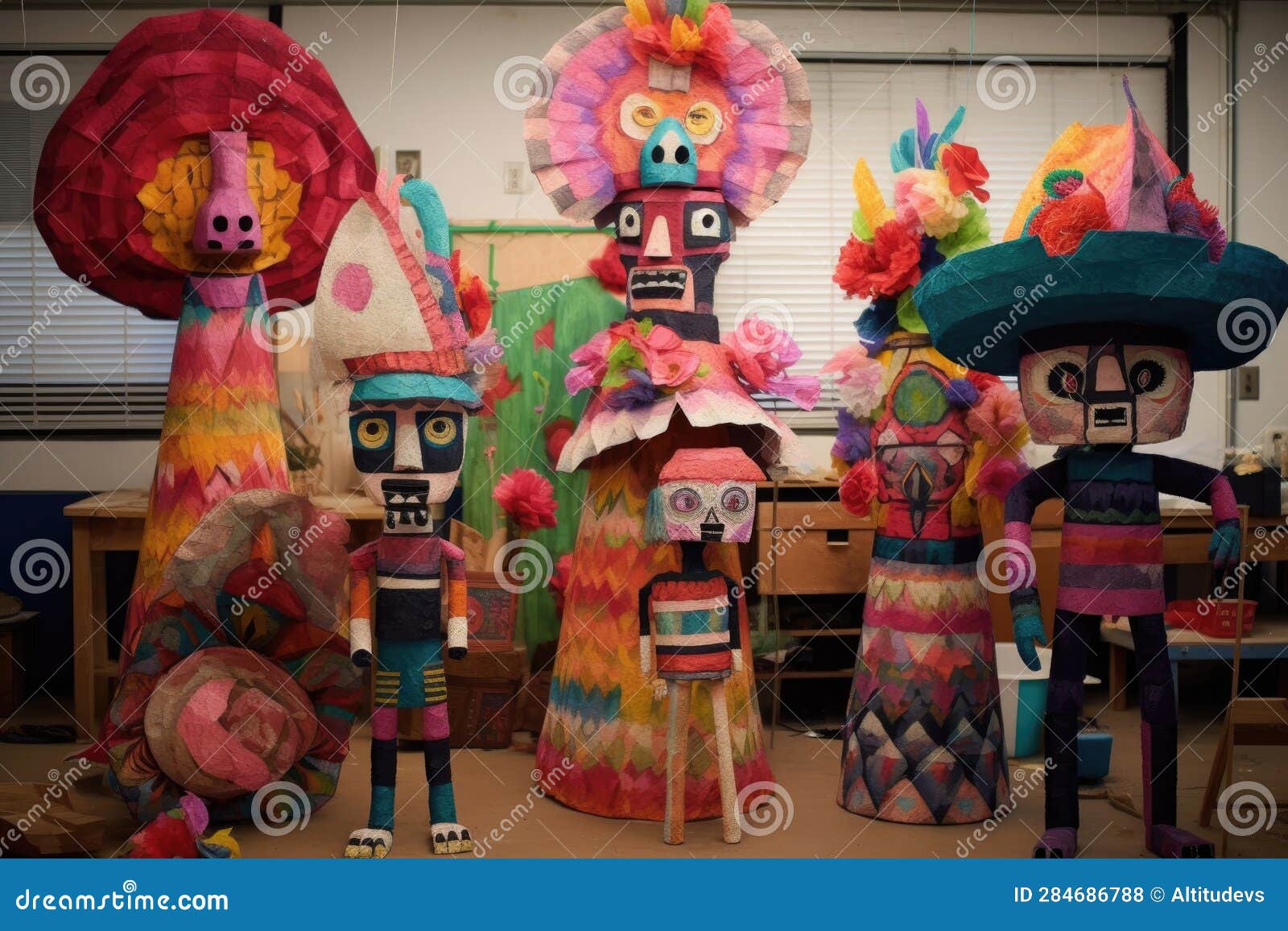 Mexican Pinatas in Different Stages of Completion Stock Illustration ...