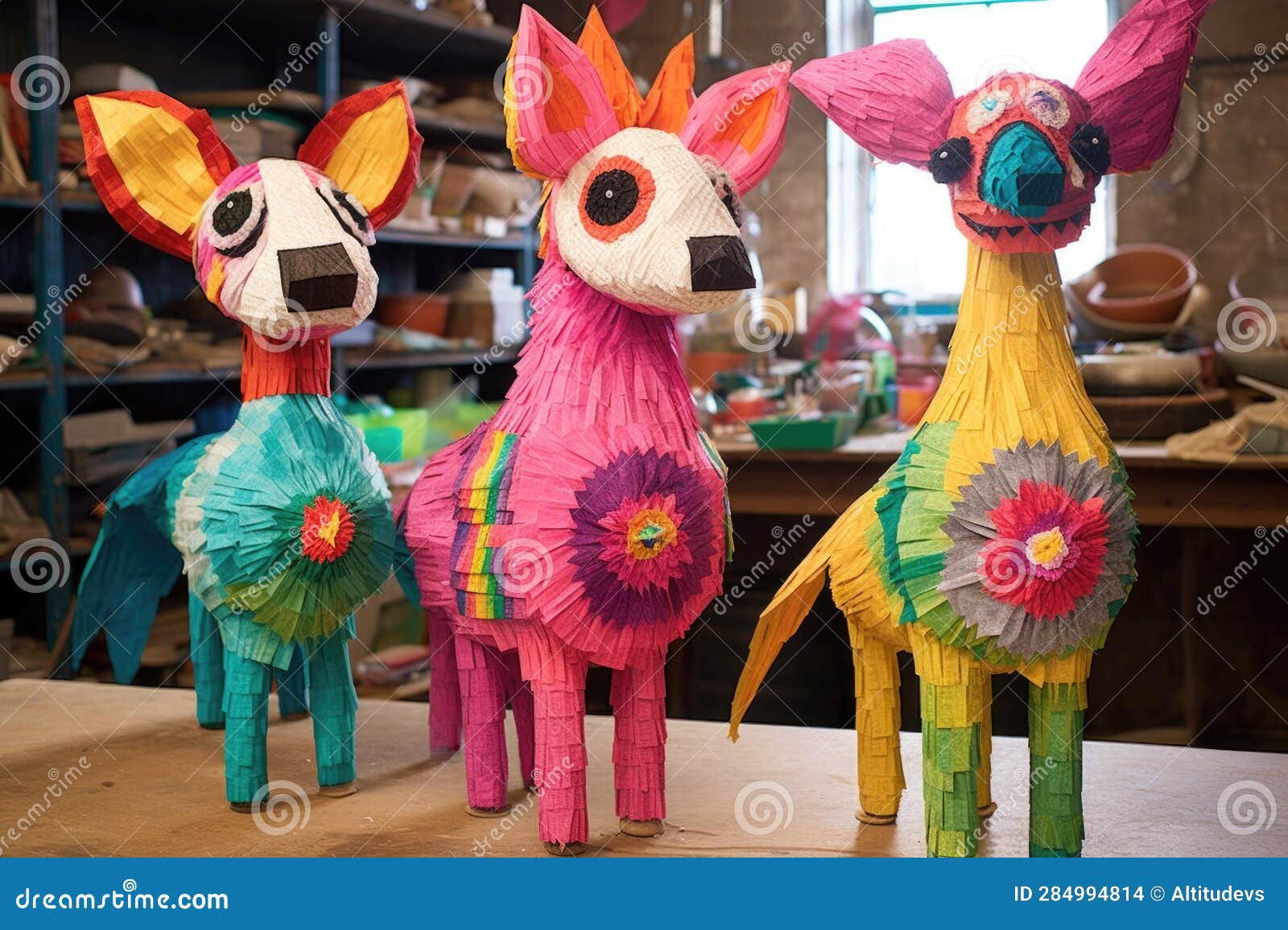 Mexican Pinatas in Different Stages of Completion Stock Illustration ...
