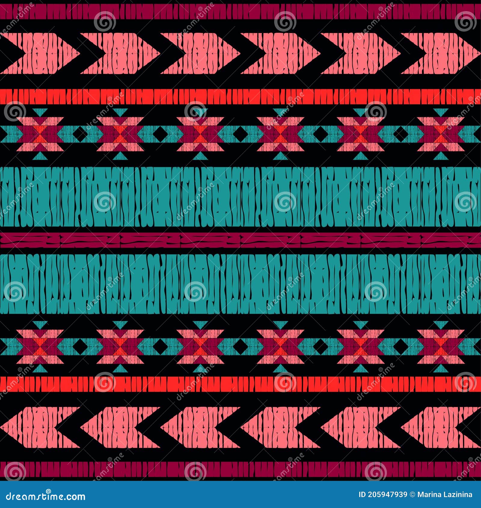 Mexican Plaid. Seamless Pattern. Design with Manual Hatching. Textile ...
