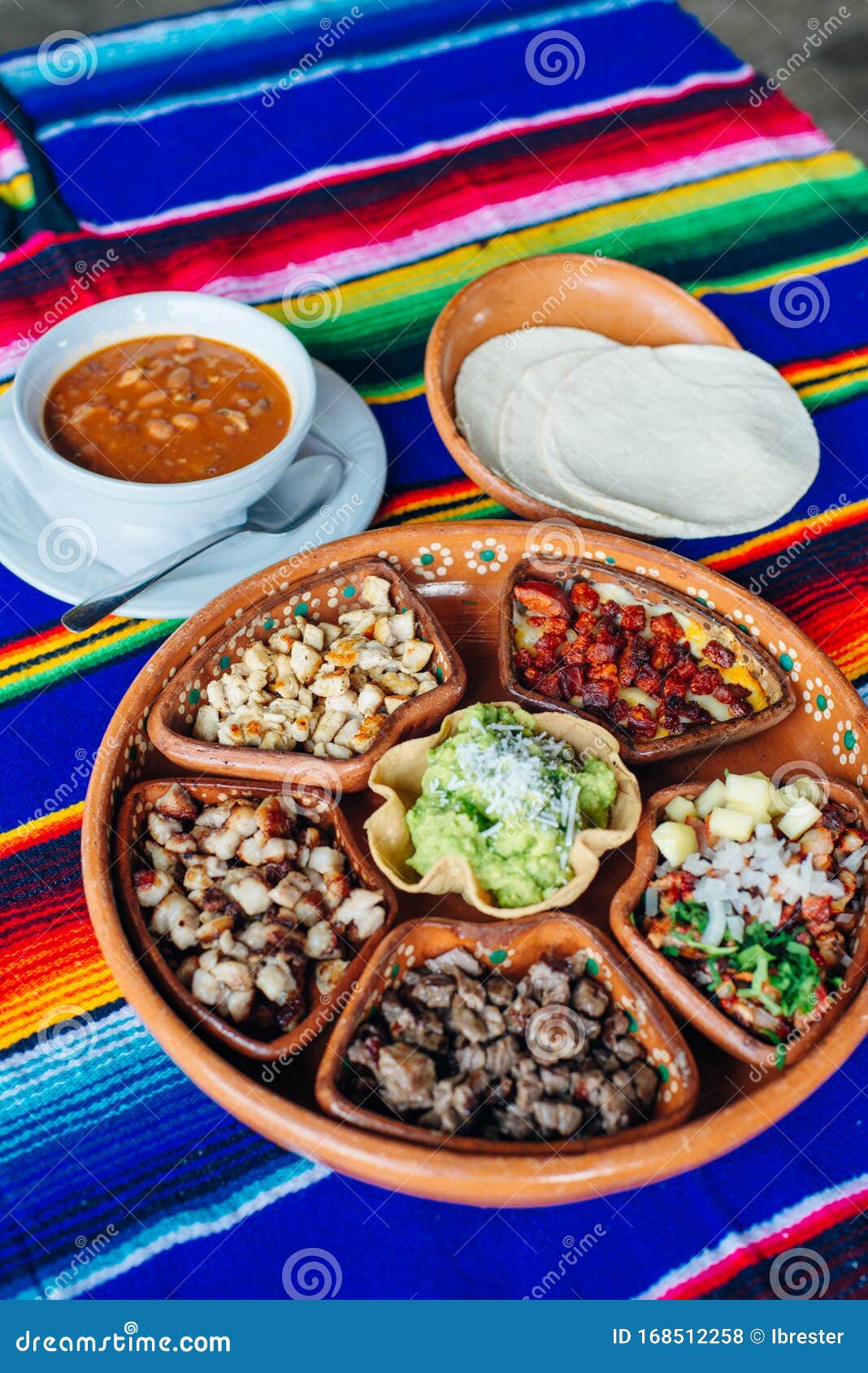 Mexican Plate with Different Meat and Guacamole Stock Photo - Image of ...