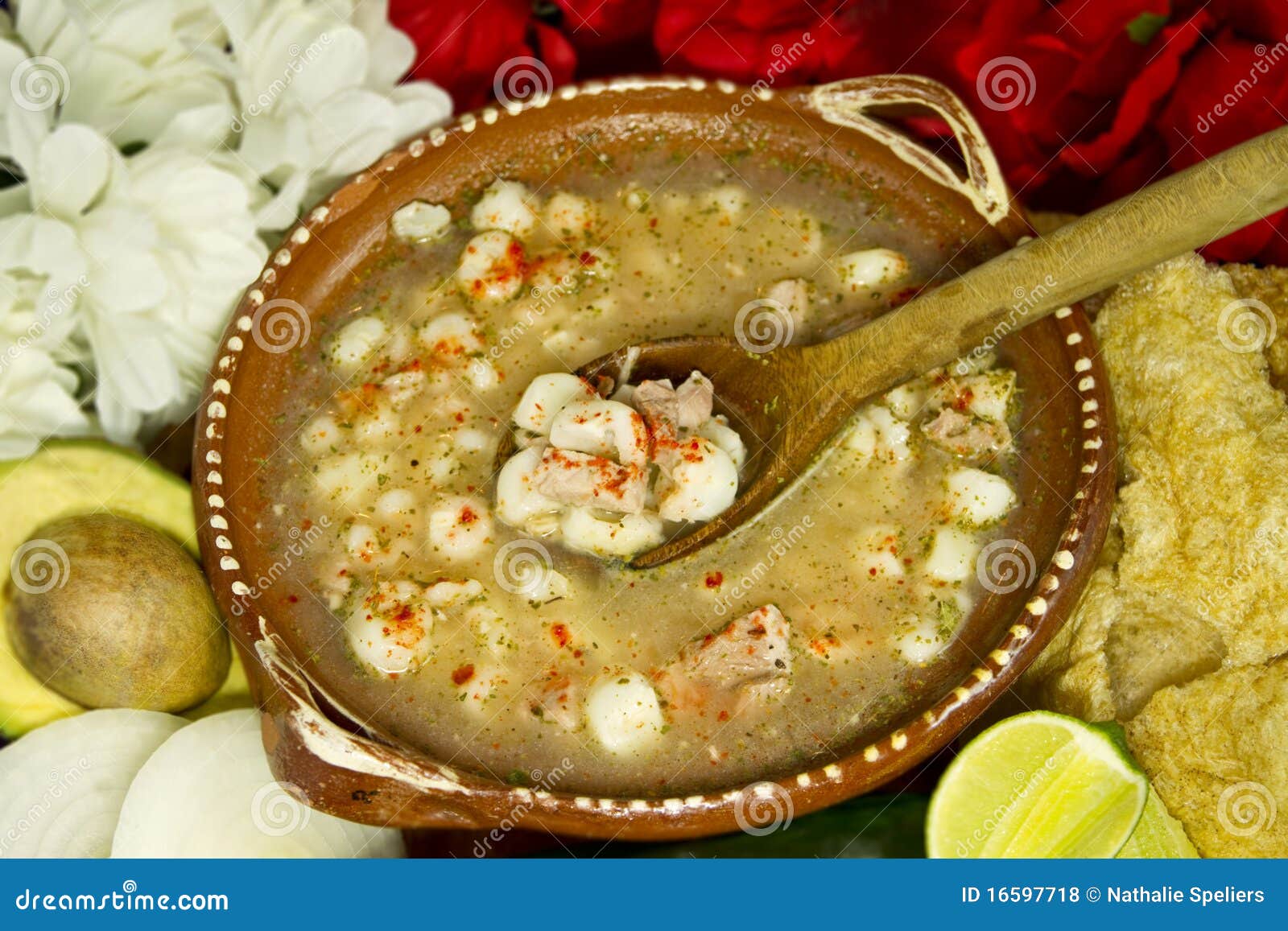 Mexican Red Pozole, Traditional Stew Of The Aztecs Stock Image ...