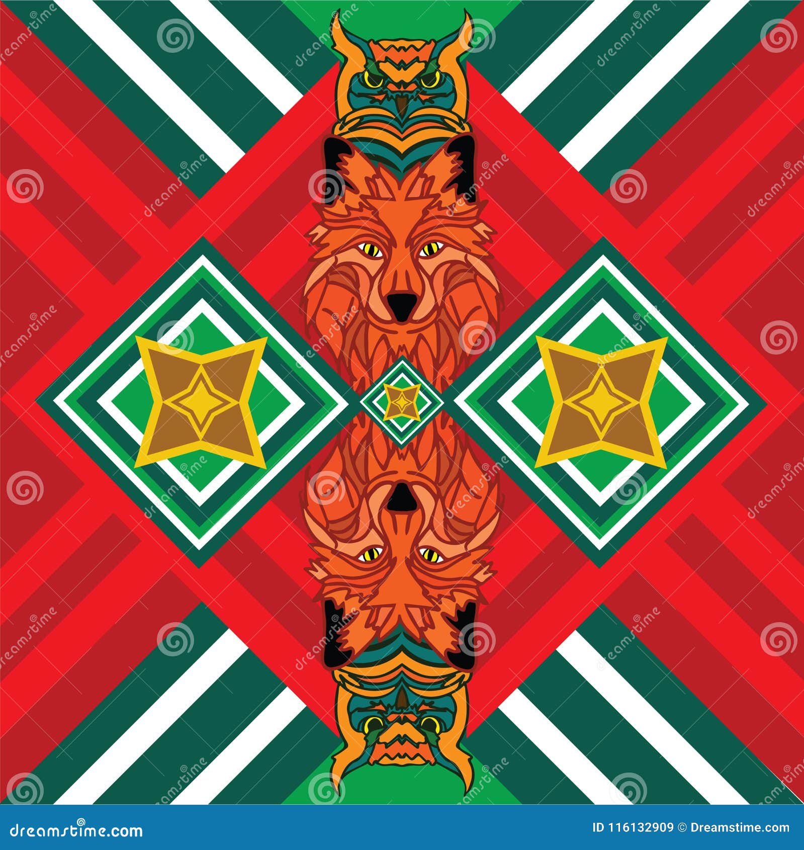 Mexican print fox stock illustration. Illustration of corn - 116132909