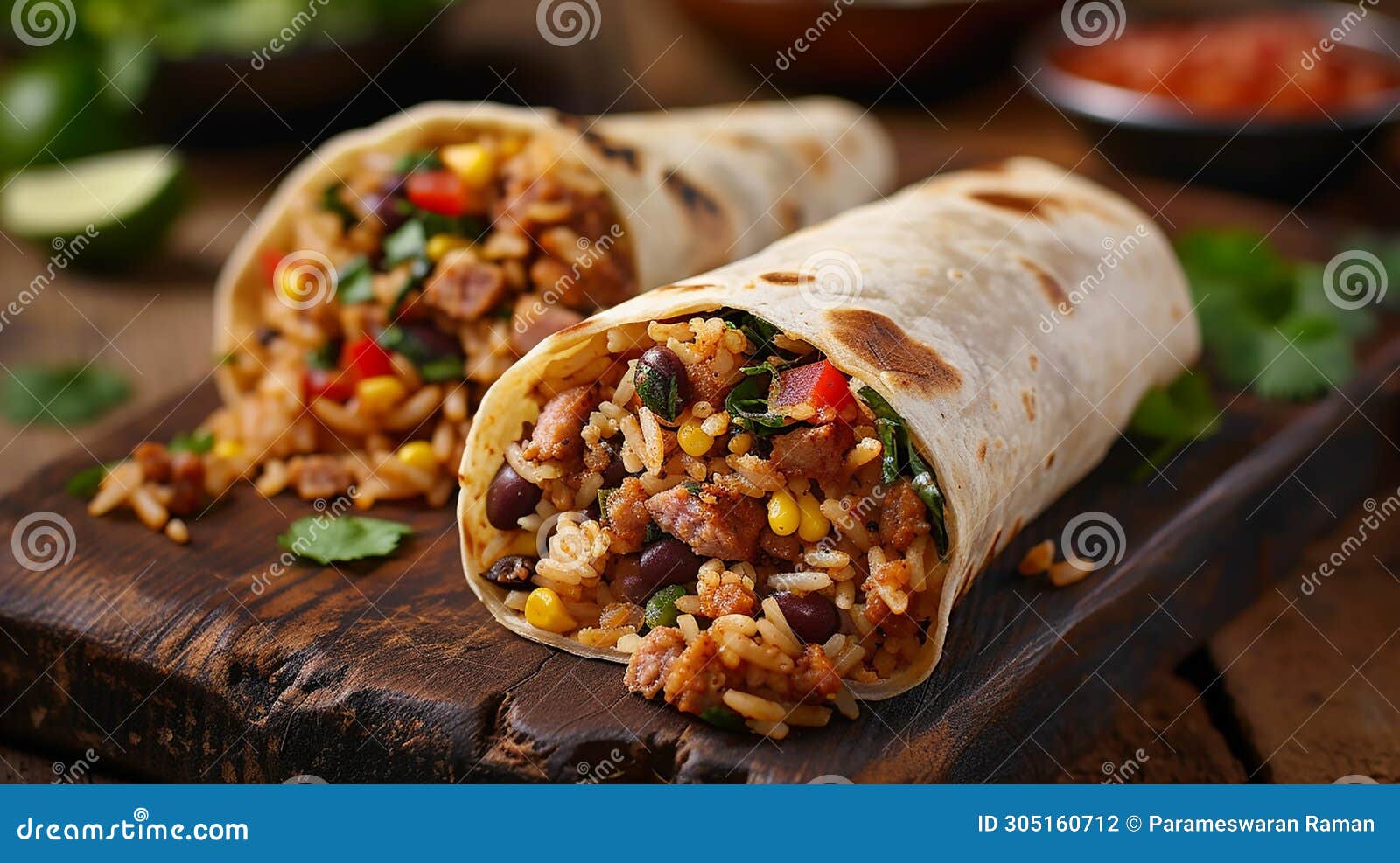 Mexican Rice and Chorizo Wrap Stock Photo - Image of cuisine, bean ...