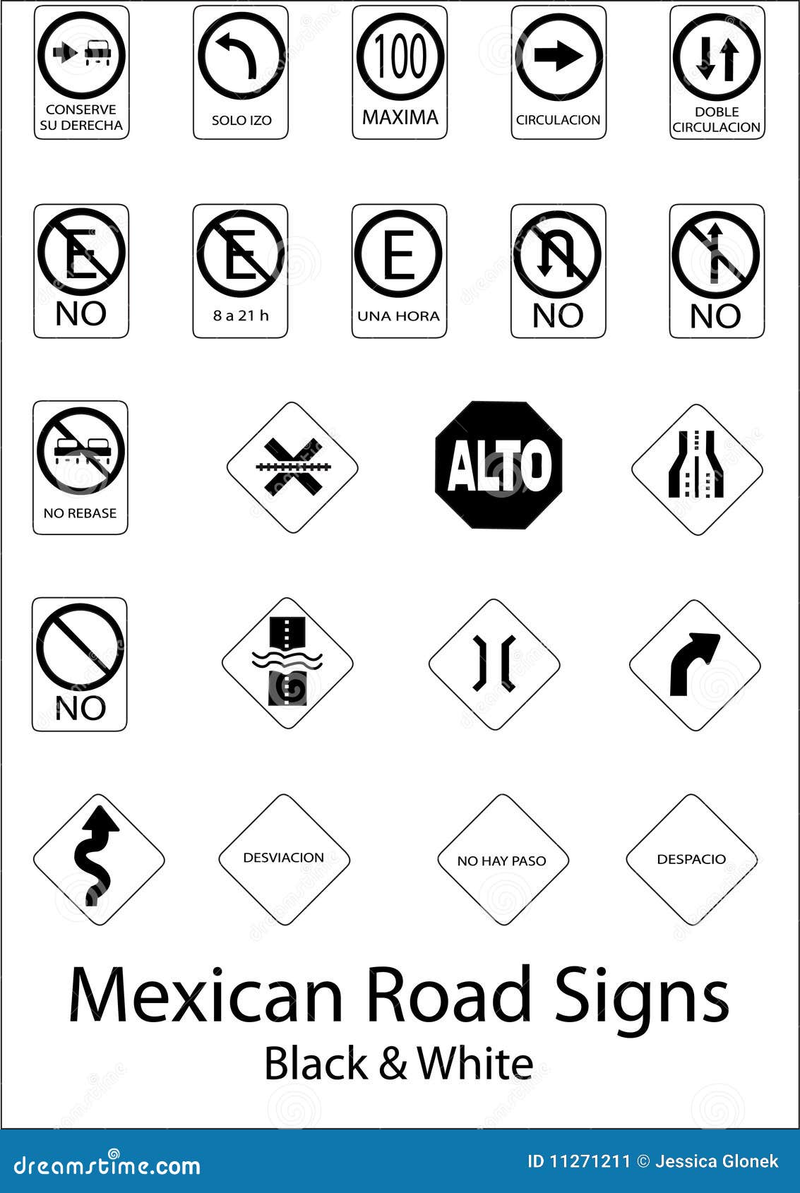 Mexican Road Signs stock vector. Illustration of america - 11271211