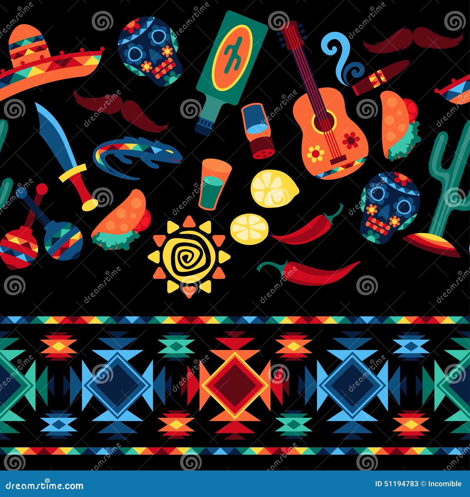Mexican Seamless Pattern with Icons in Native Stock Vector ... Mexican Seamless Pattern with Icons in Native Stock Vector ...