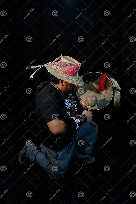 Mexican Shaman Doing Authentic Ritual Of Summoning Spirits Shaman With