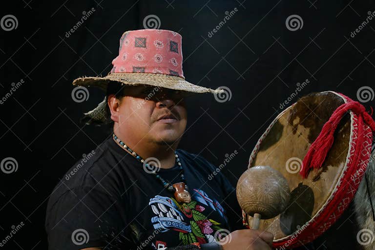Mexican Shaman Doing Authentic Ritual Of Summoning Spirits Shaman With