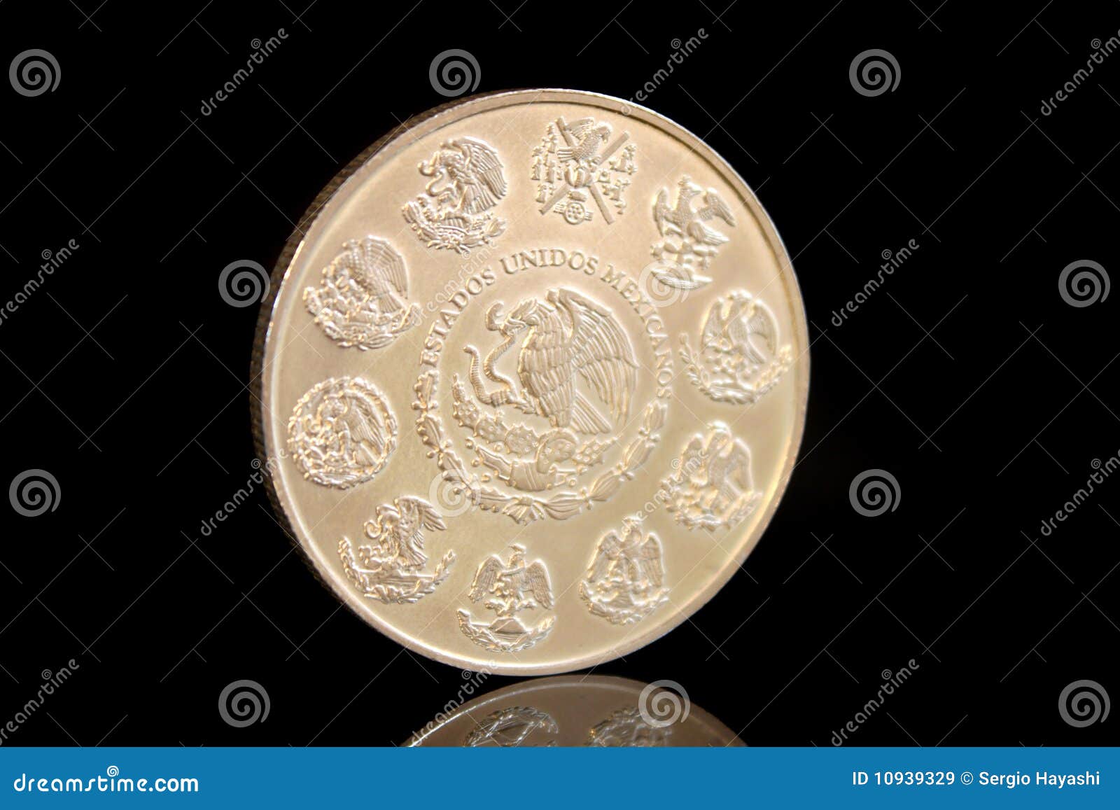 Mexican silver coin stock image. Image of silver, mexico - 10939329
