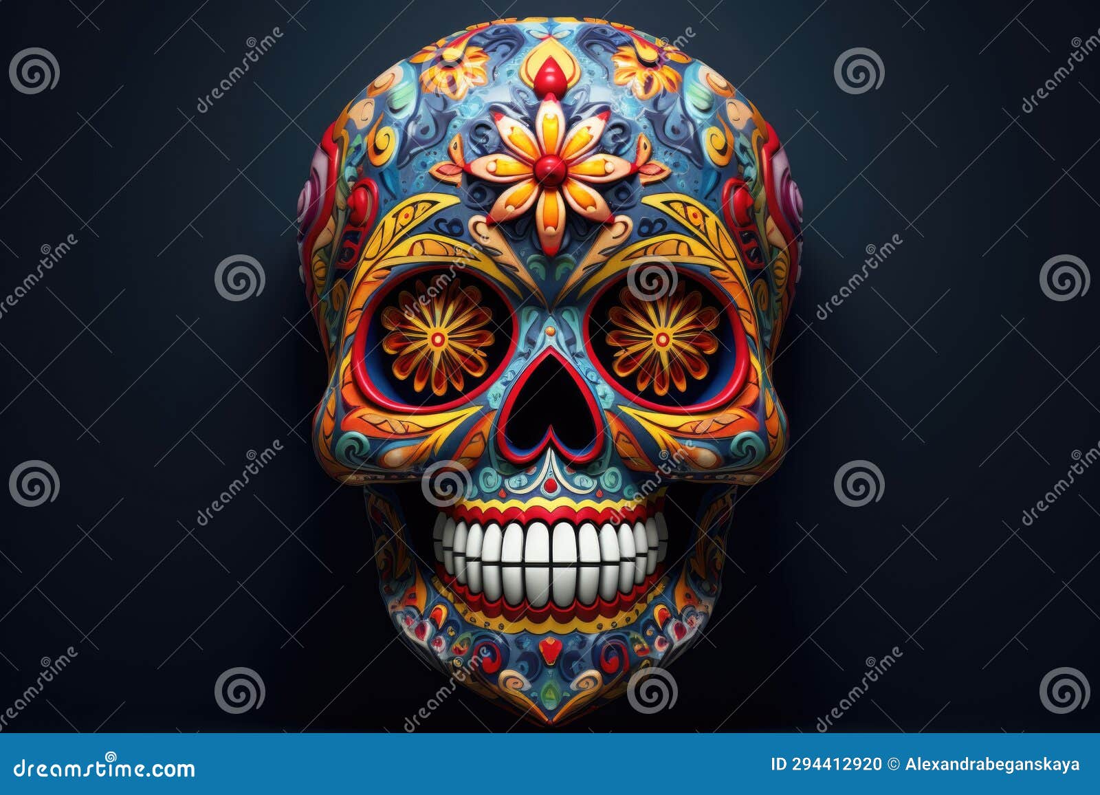 Mexican Skull design stock illustration. Illustration of ornament ...