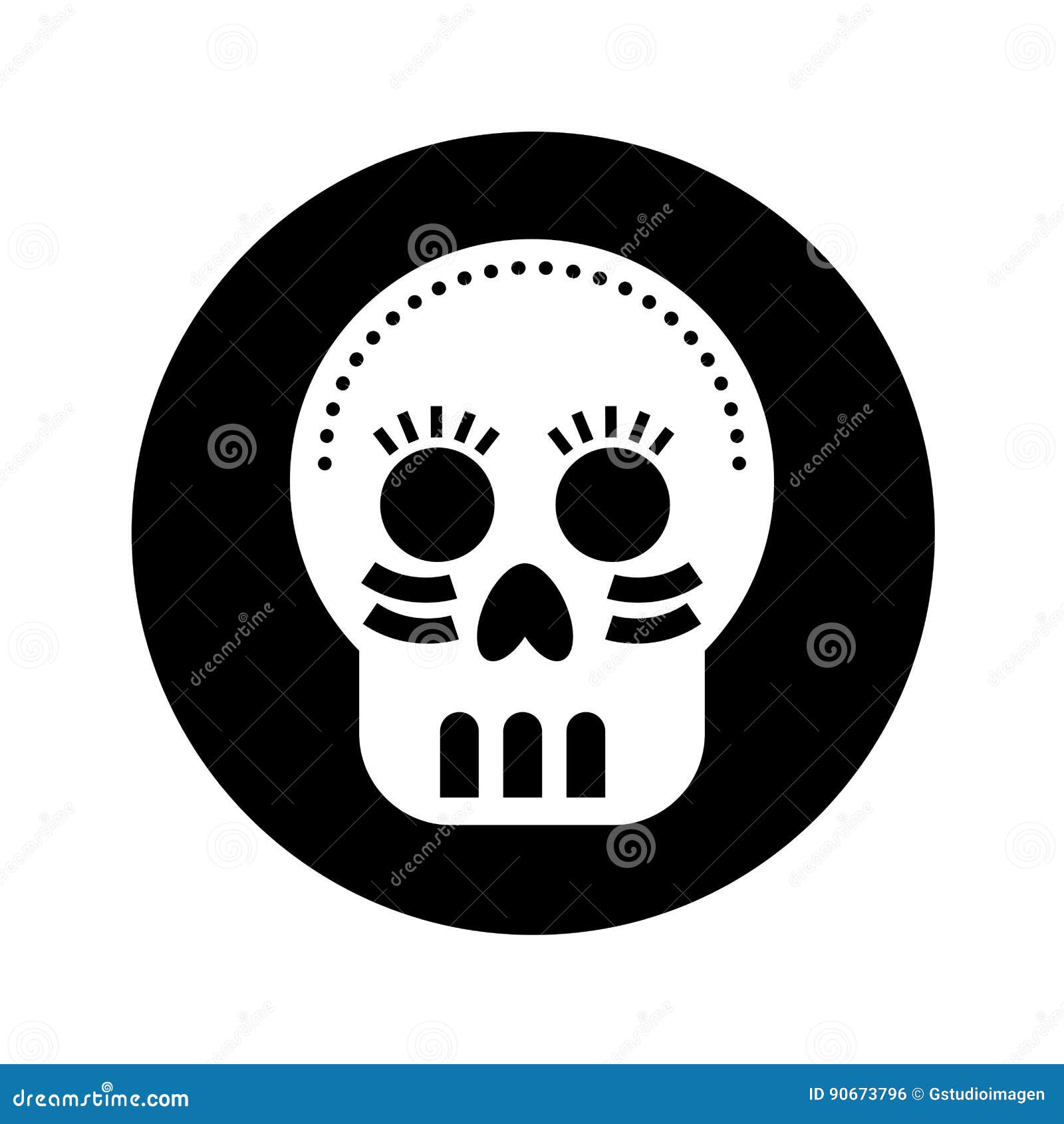 Mexican skull mask icon stock vector. Illustration of death - 90673796