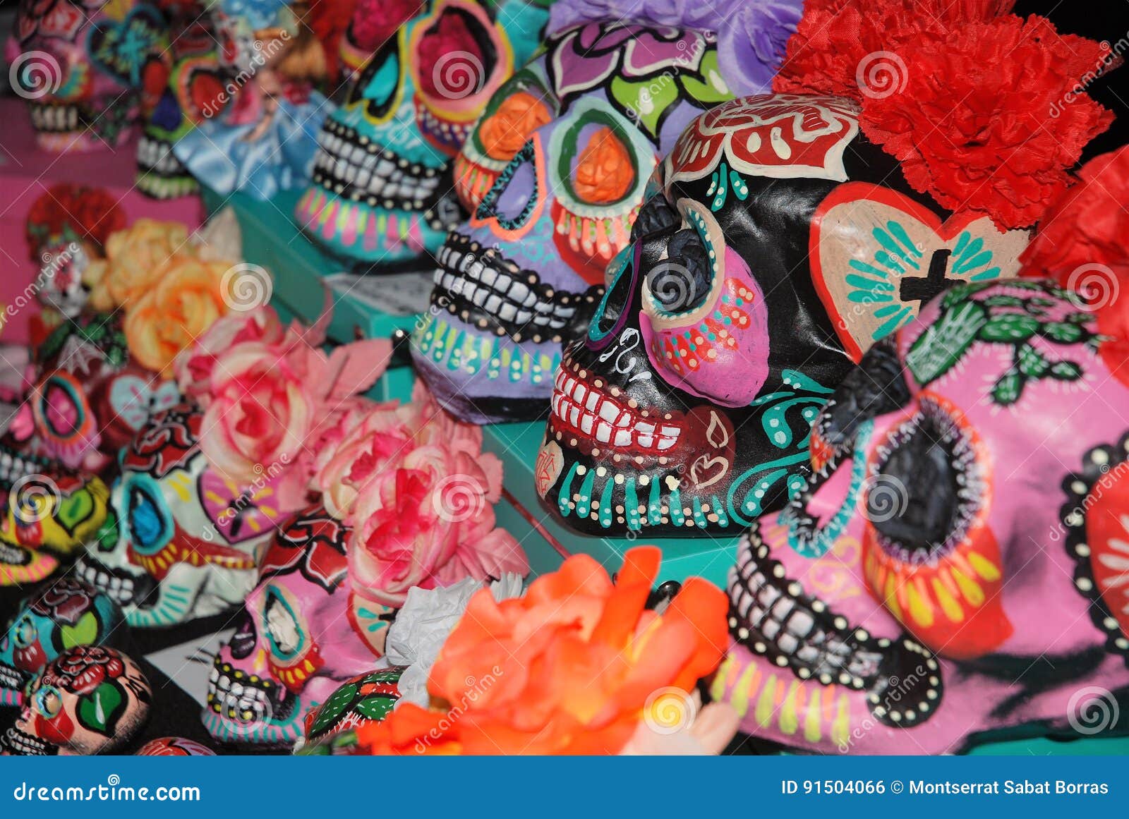 Mexican Skulls Colorful Ceramic Day Of The Dead Royalty-Free Stock ...