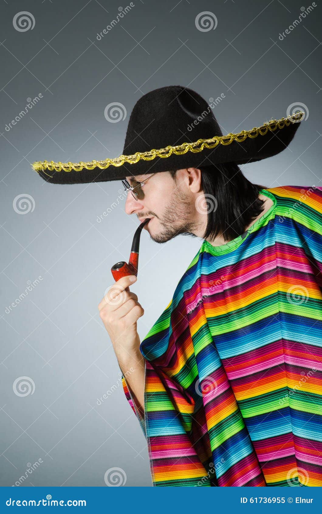 The Mexican Smoking Pipe Wearing Sombrero Stock Image - Image of ...