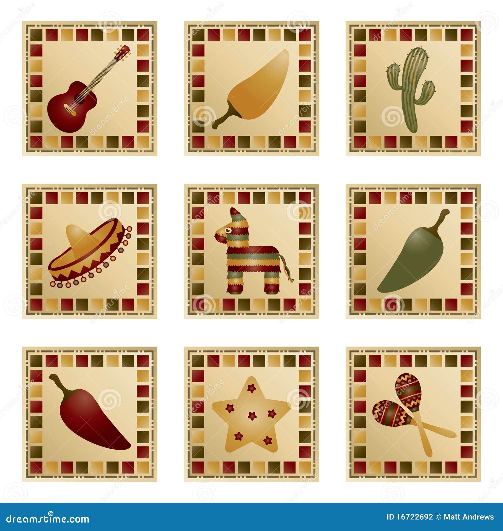 Mexican squares stock vector. Illustration of gradient - 16722692