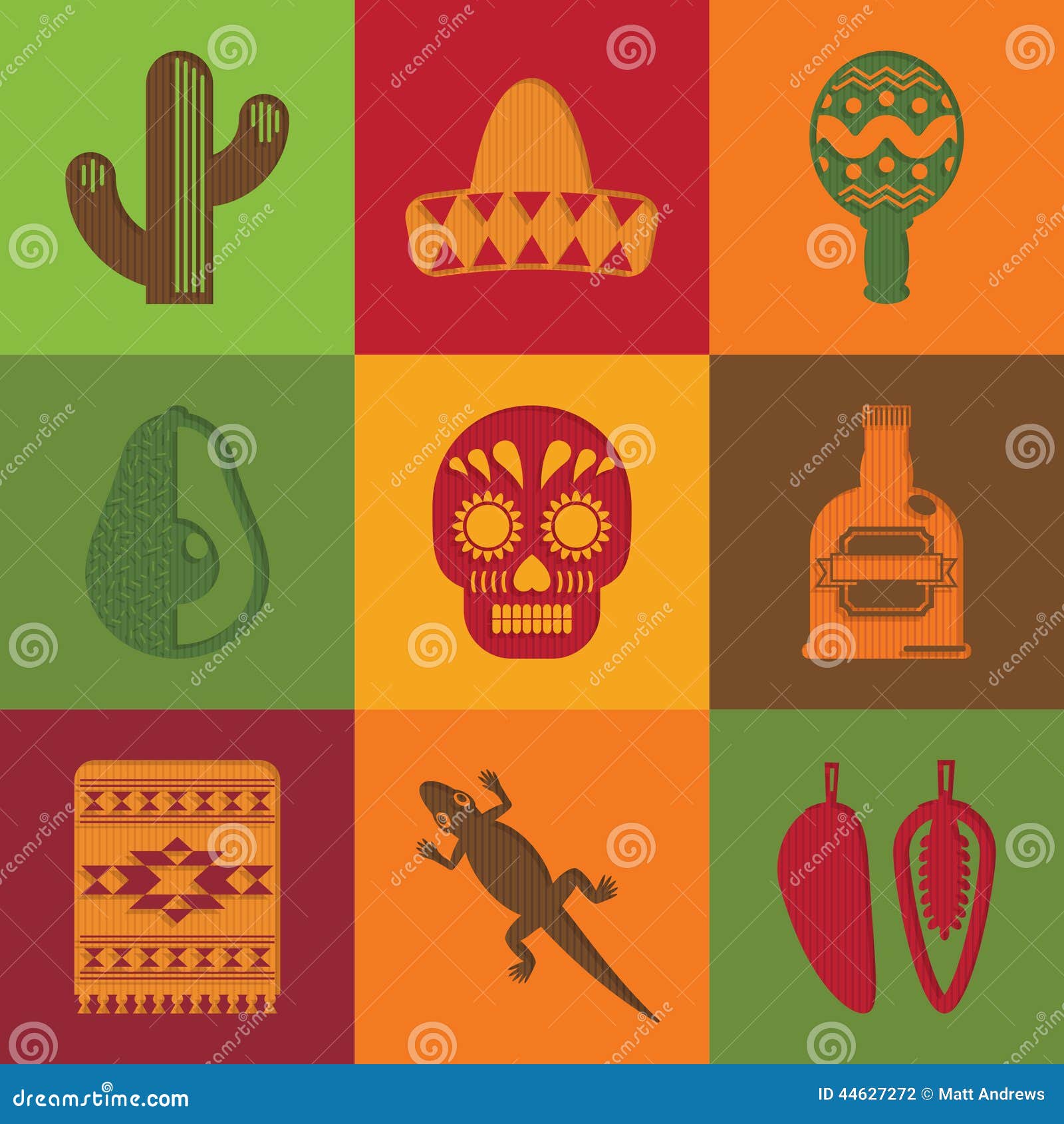Mexican squares stock vector. Illustration of skull, ornament - 44627272