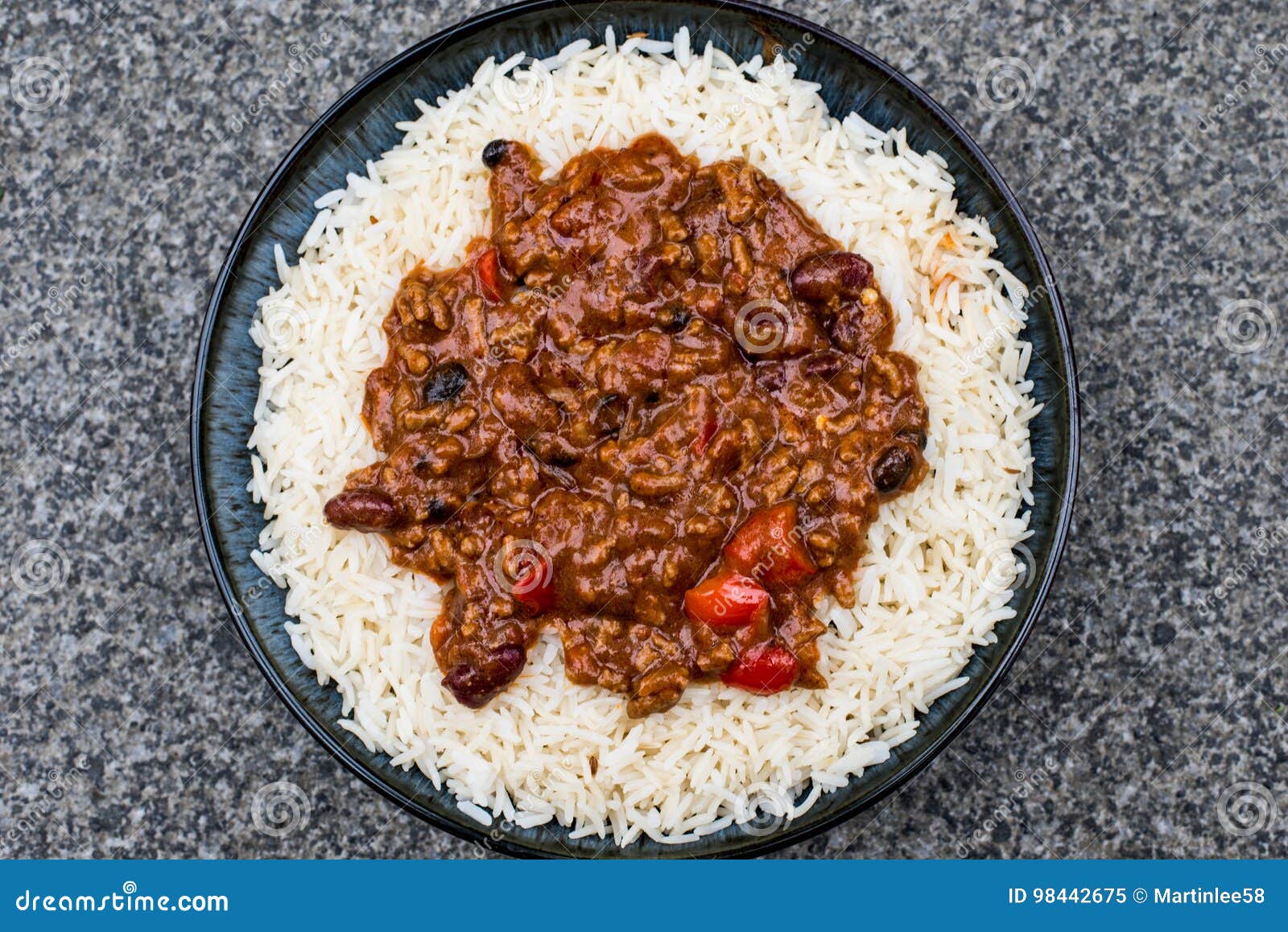 Mexican Style Chilli Con Carne with White Boiled Rice Stock Image ...