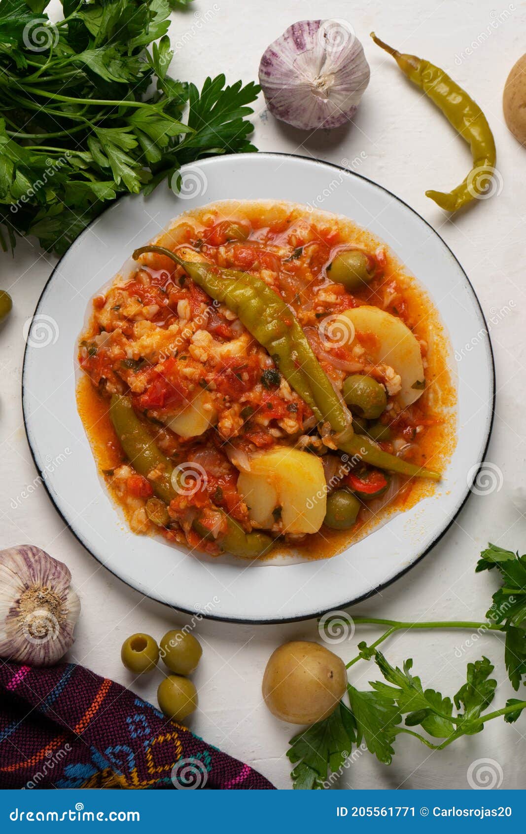 Mexican Style Cod Called A La Vizcaina On White Background Stock Image ...