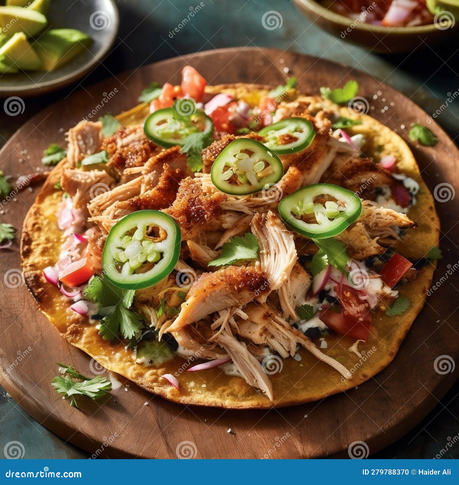 Mexican-Style Tostadas with Chicken Toppings. Generative AI Stock Photo ...