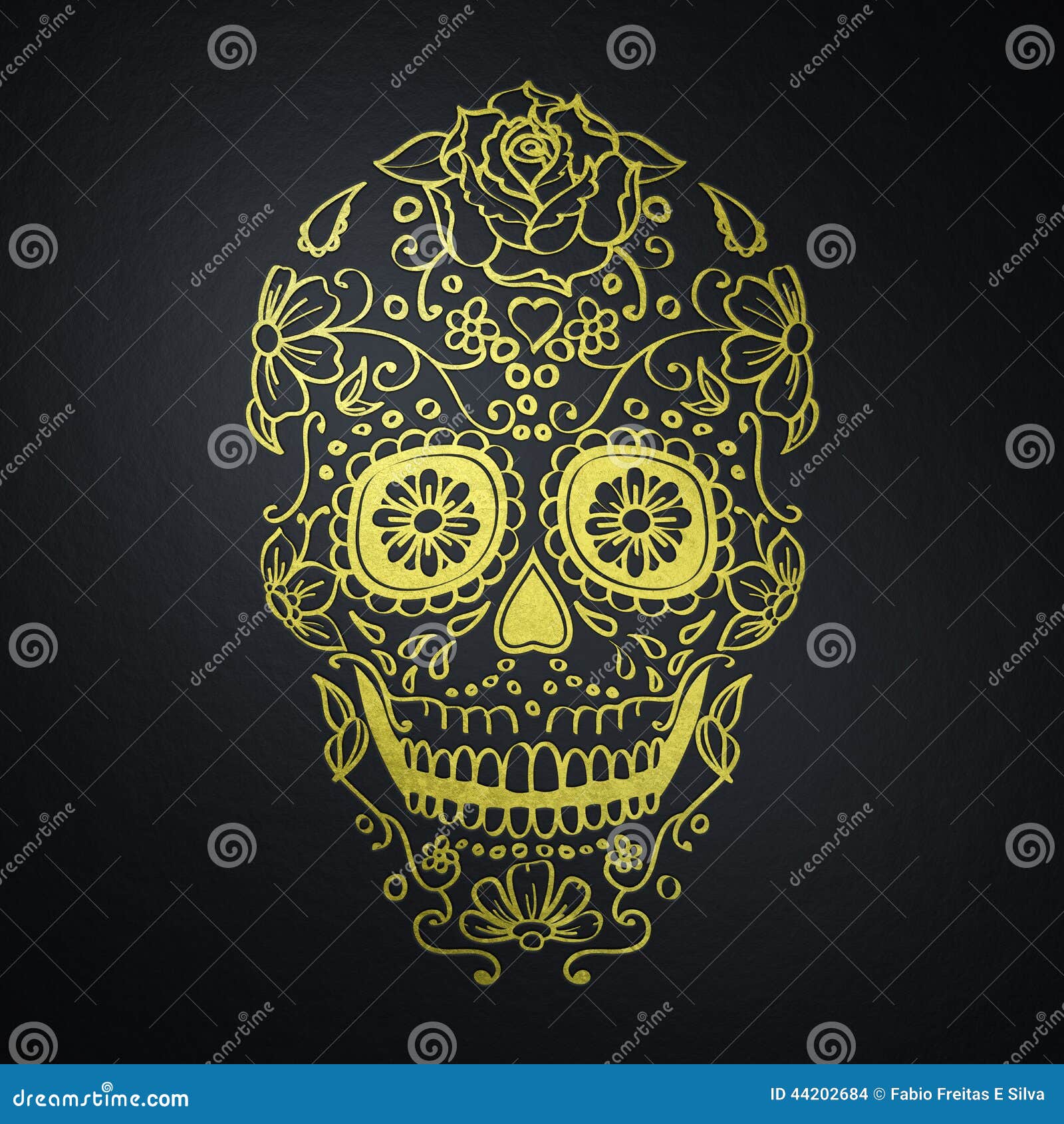 Mexican Sugar Skull on Black Background Stock Illustration ...
