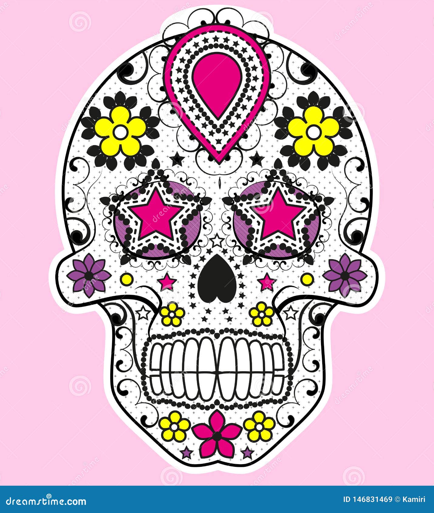 Mexican Sugar Skull 1 stock vector. Illustration of vector - 146831469