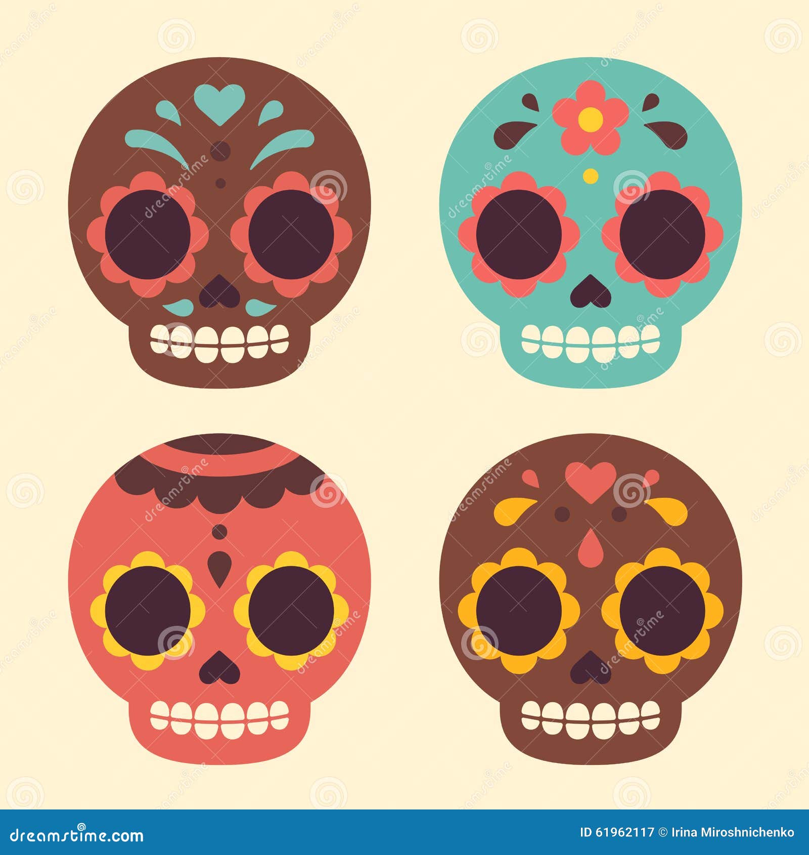 Mexican sugar skulls stock vector. Illustration of banner - 61962117