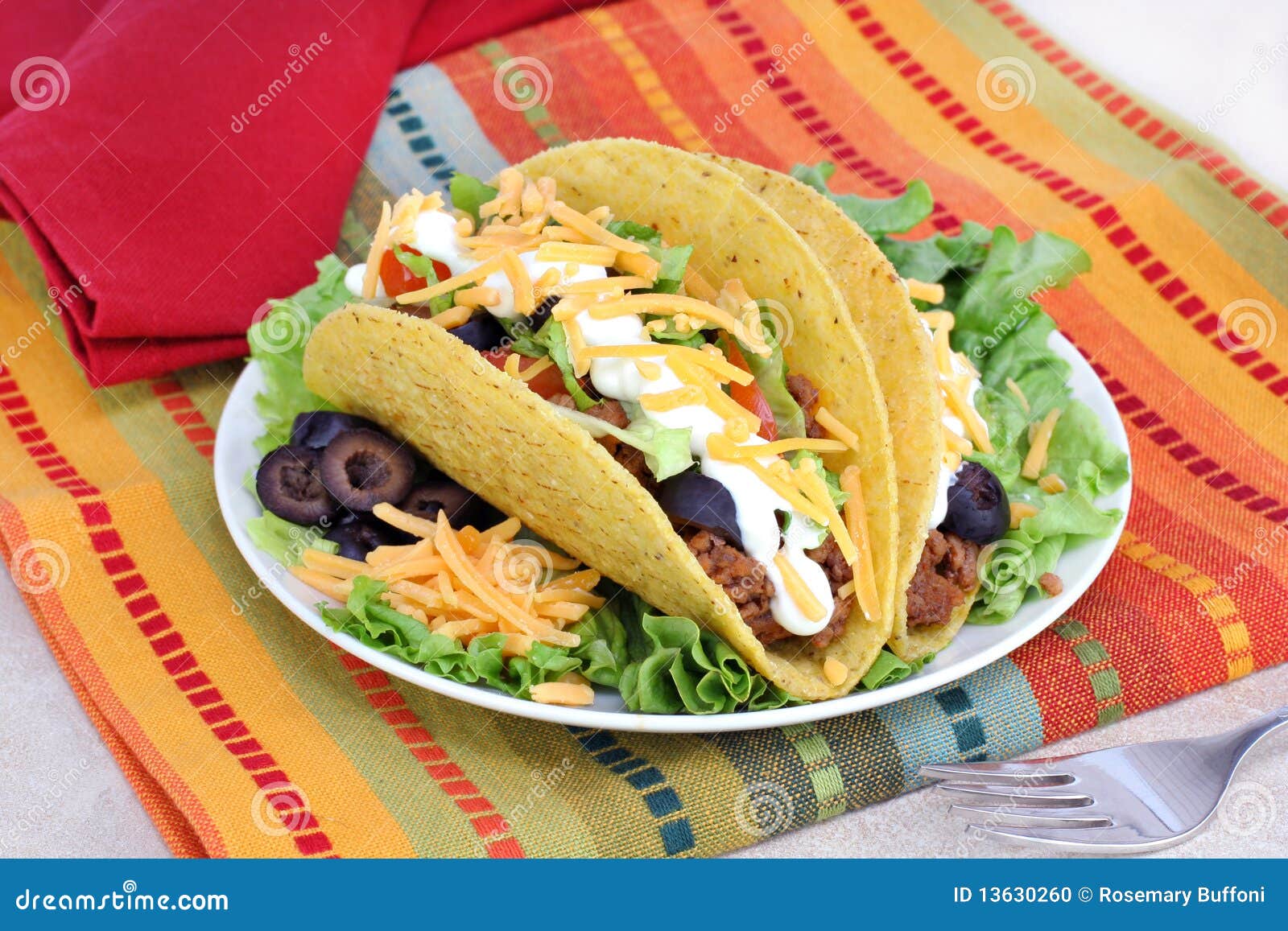 Mexican Tacos Dinner stock photo. Image of dish, cutlery - 13630260