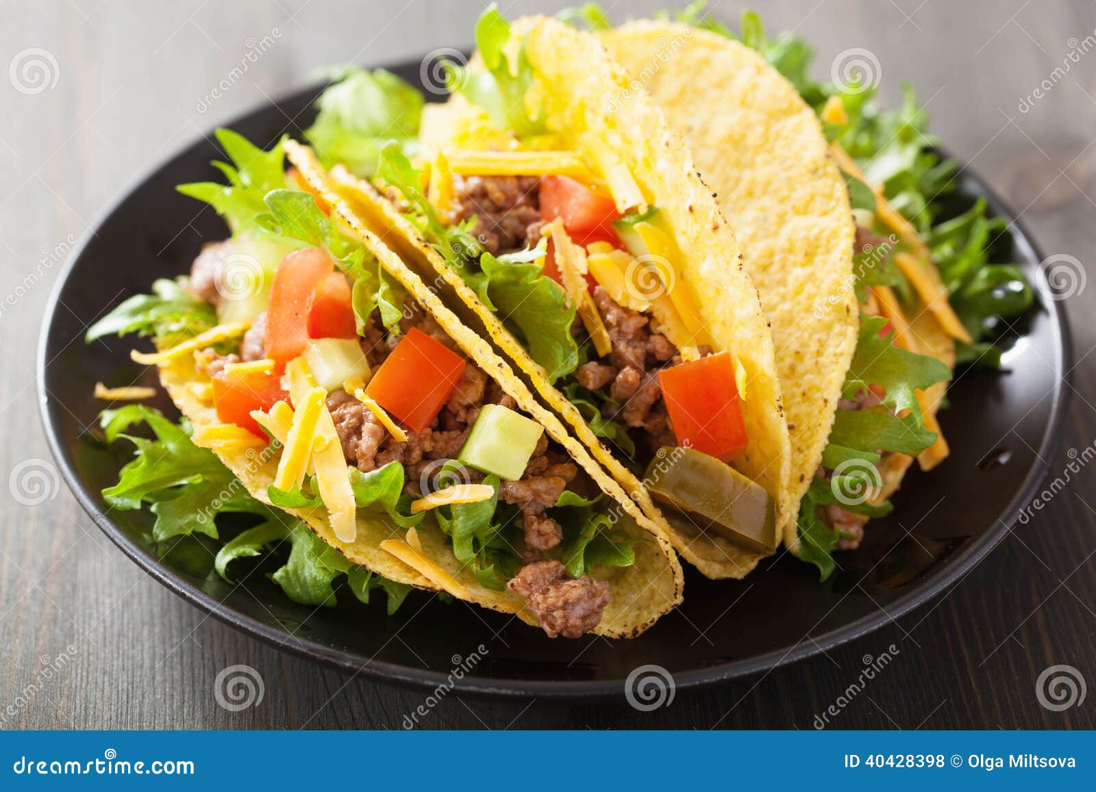 Mexican Taco Shells With Beef And Vegetables Stock Photo - Image of ...