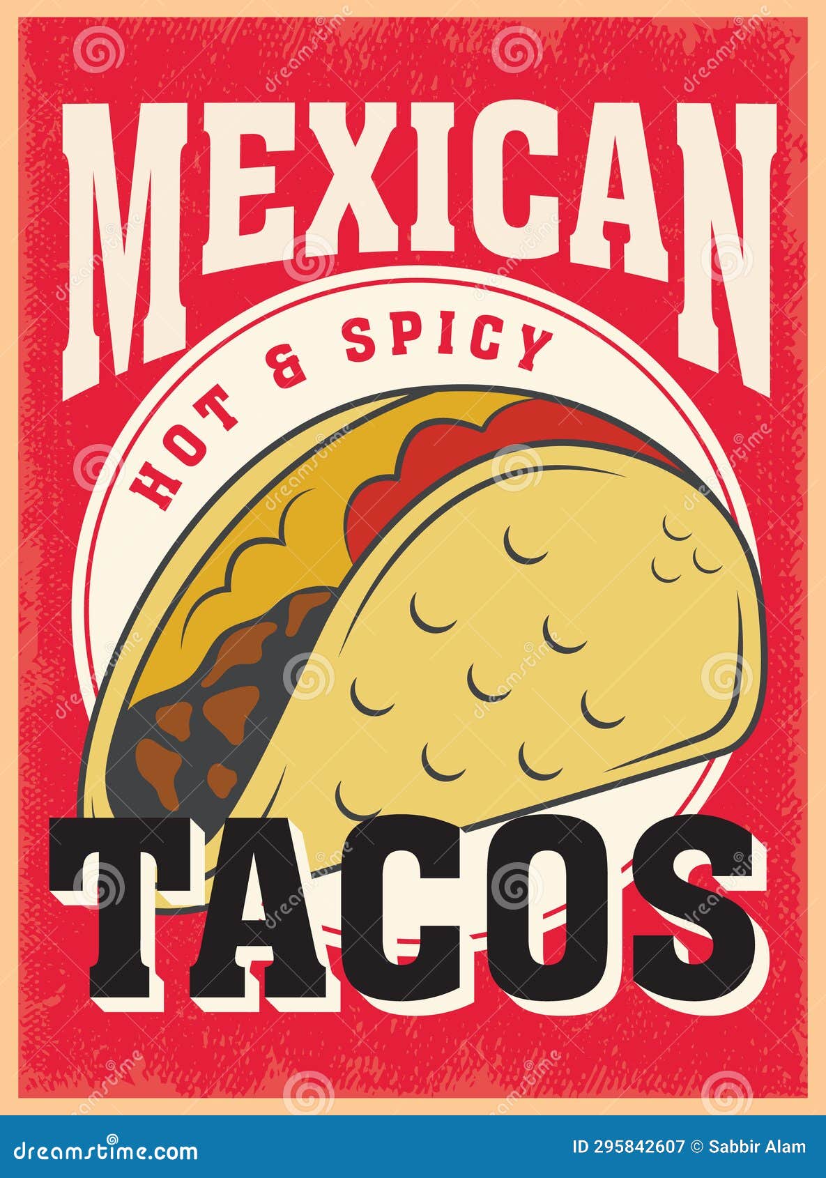 Mexican Taco Tradiational Restaurant Advertisement Retro Poster Stock ...