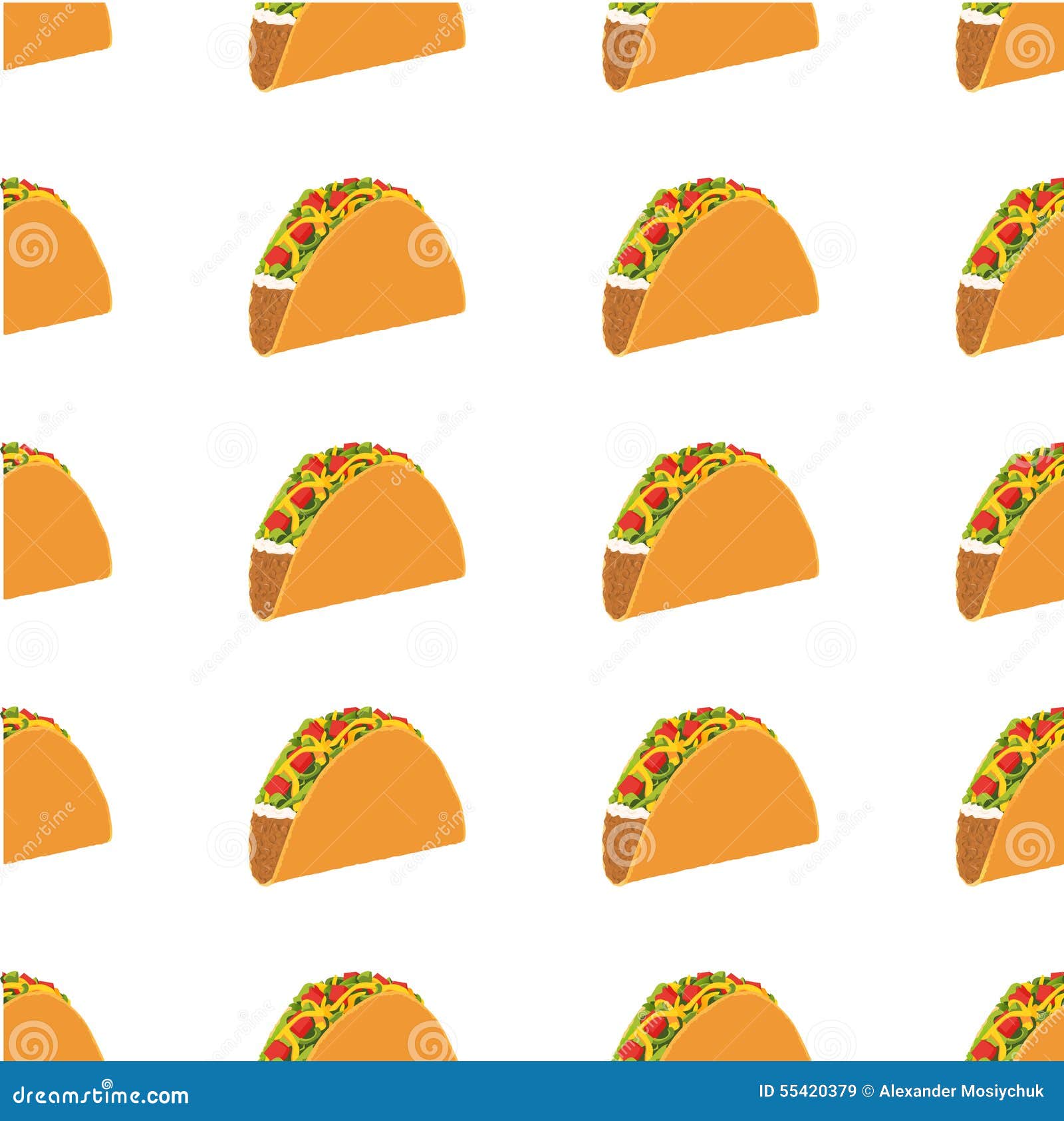 Mexican Taco Vector Seamless Pattern Stock Vector - Illustration of ...