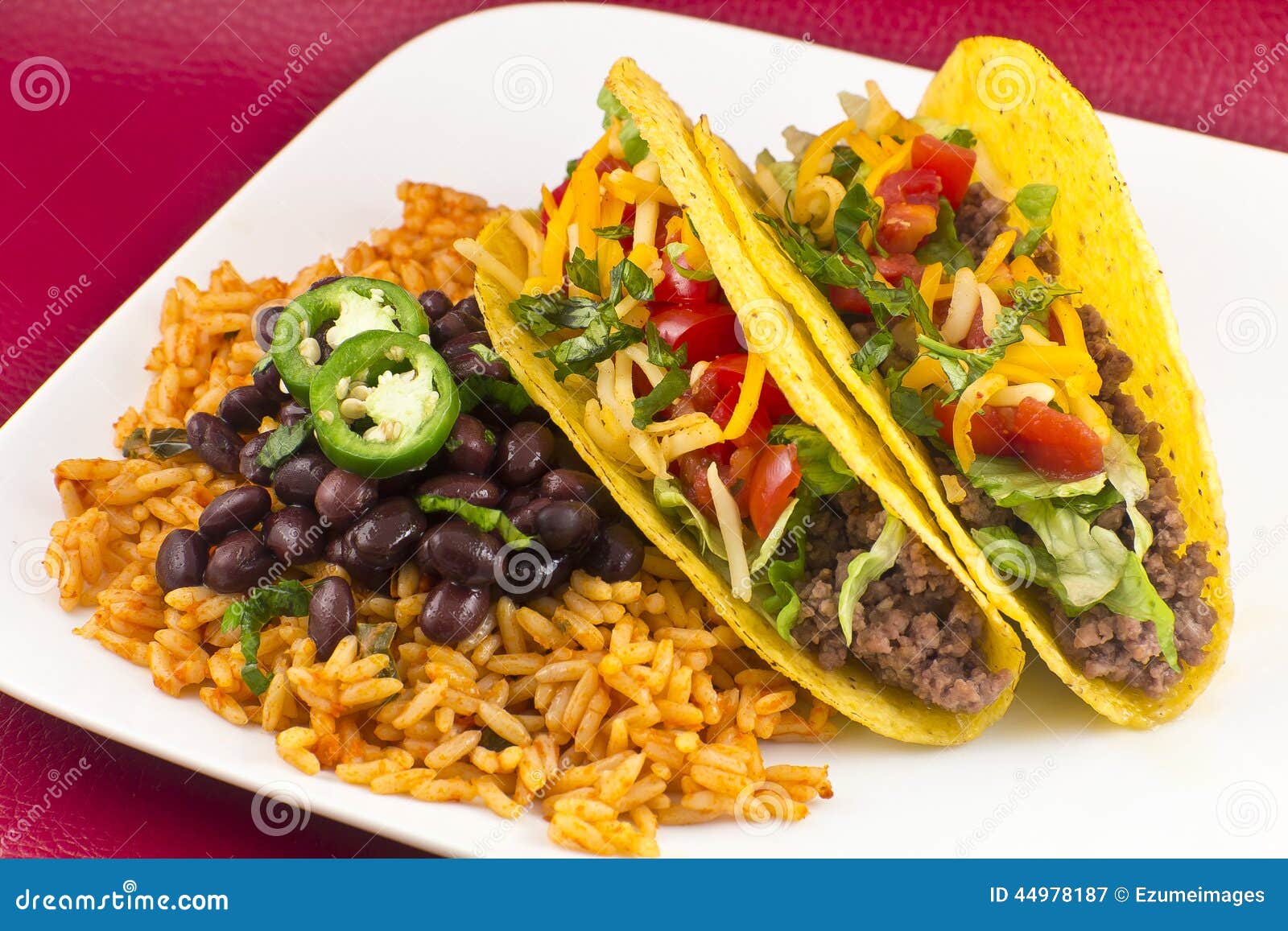 Mexican Tacos with Rice and Beans Stock Image - Image of nutrition ...