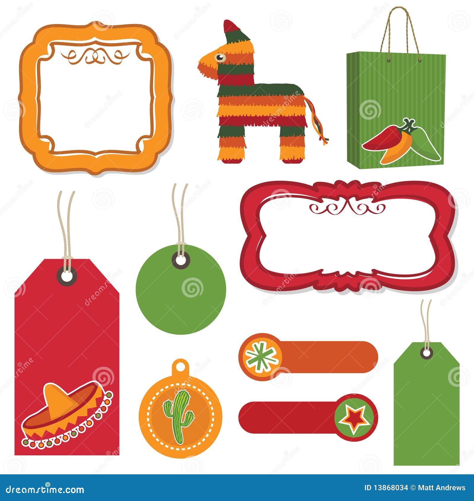 Mexican tags stock vector. Illustration of copy, round - 13868034